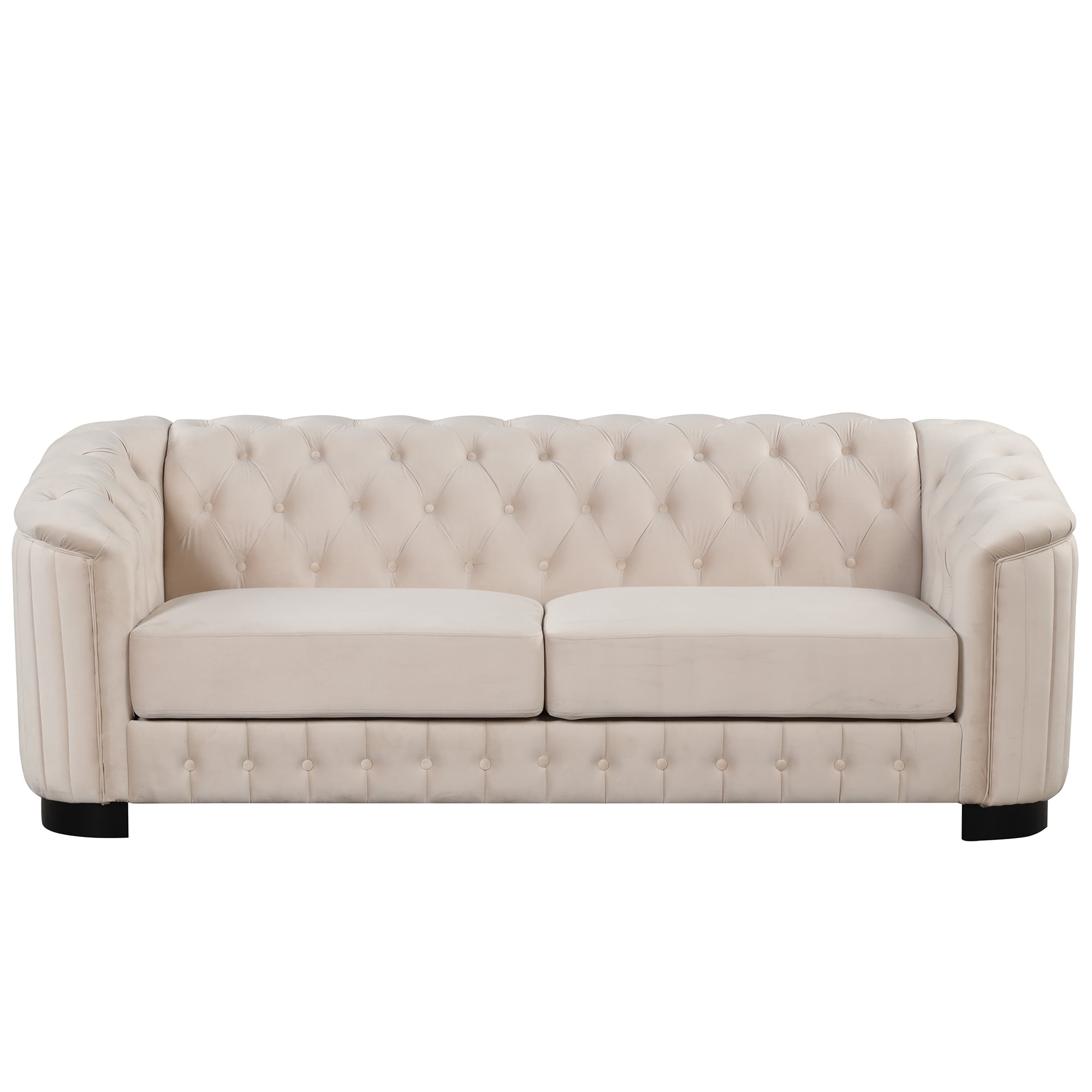 Accent 3-Seater Sofa, Modern Velvet Sofa Couch with Button Tufted ...