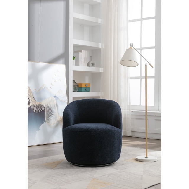 Accent Armchair Barrel Chair with 360° Rotating Base,Modern Barrel ...