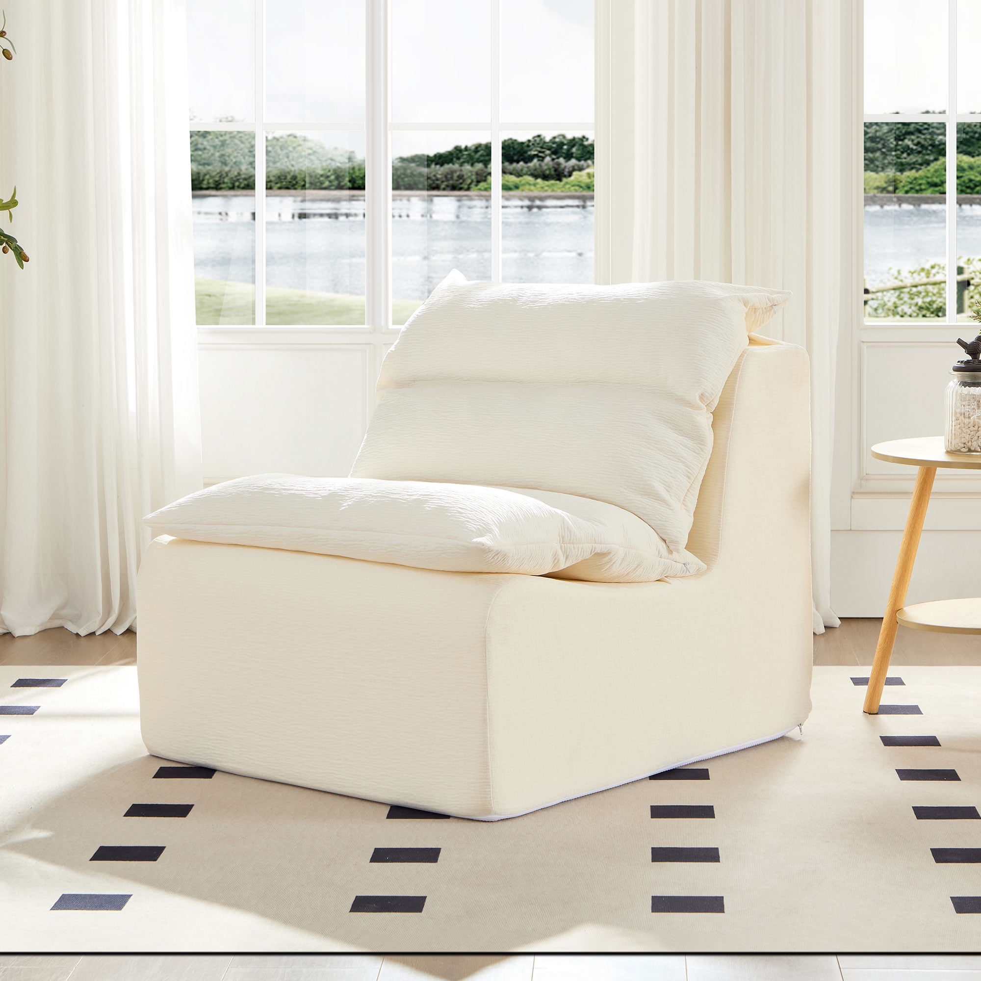 Accent Armless Chair Lazy Floor Seating, Leisure Accent Single Couch ...