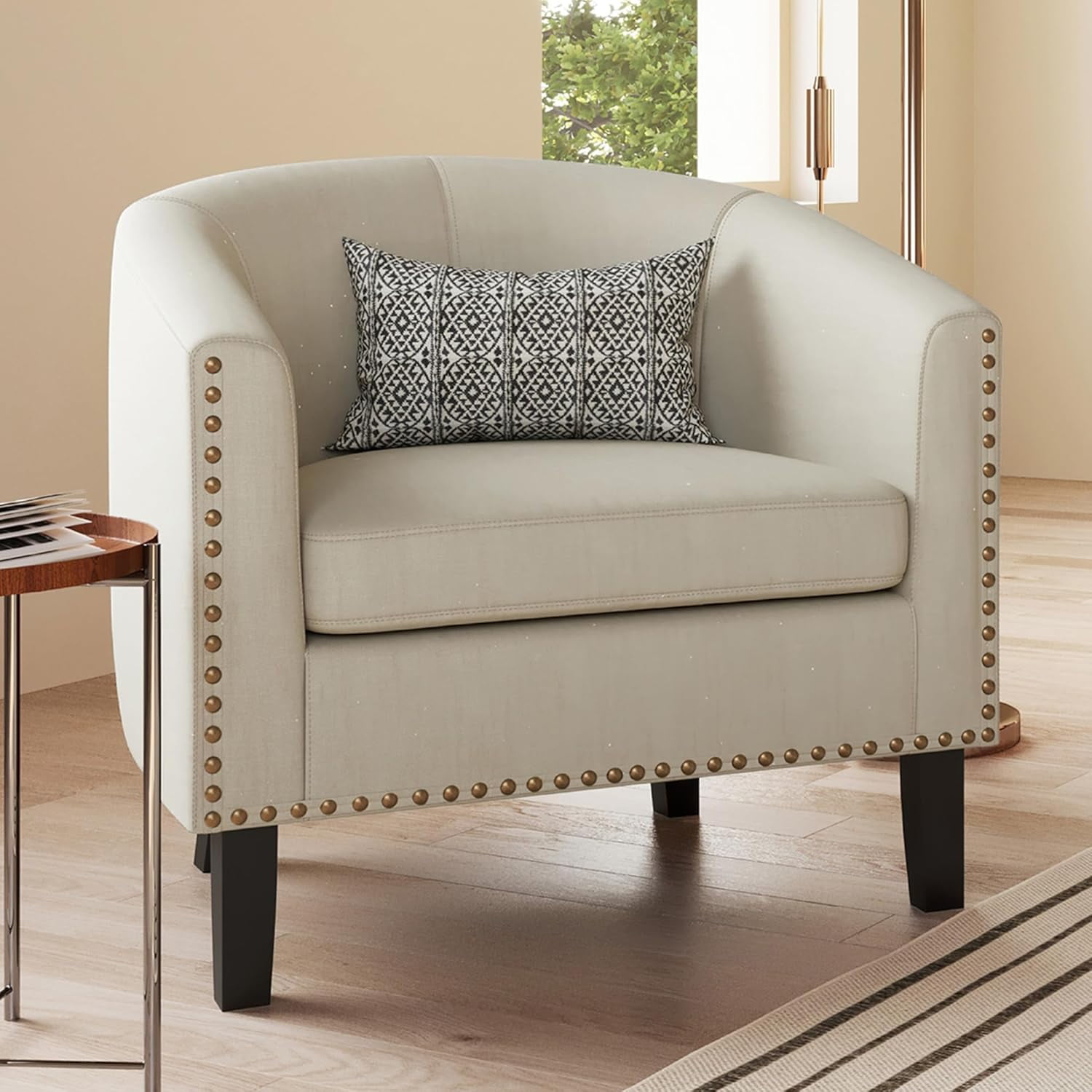 Accent Barrel Chairs Set of 2 Modern Tub Club Chairs Upholstered ...