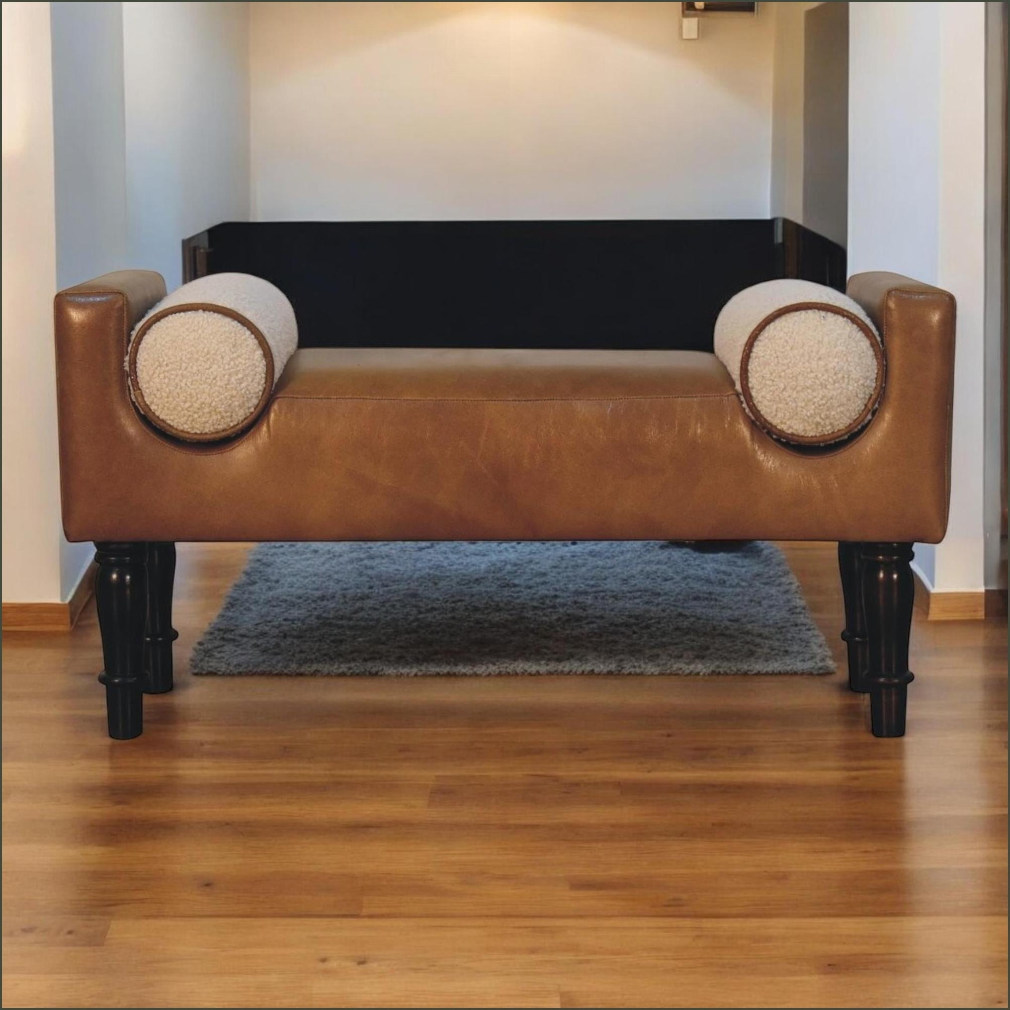Accent Bench for Living Room/Entryway, Classic Vintage Solid Mango Wood ...