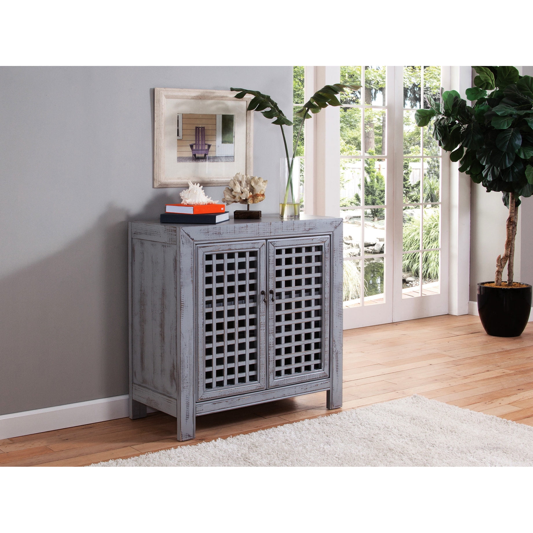 Accent Cabinet | Antique Pie - safe with Latticework, Grey Color | Pine ...