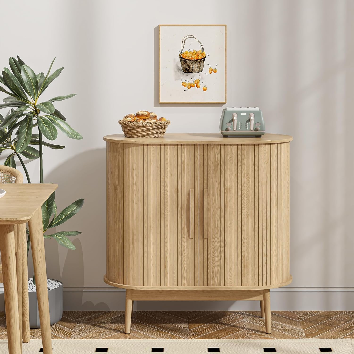 Accent Cabinet, Buffet Cabinet with Storage, Mid Century Modern Small ...