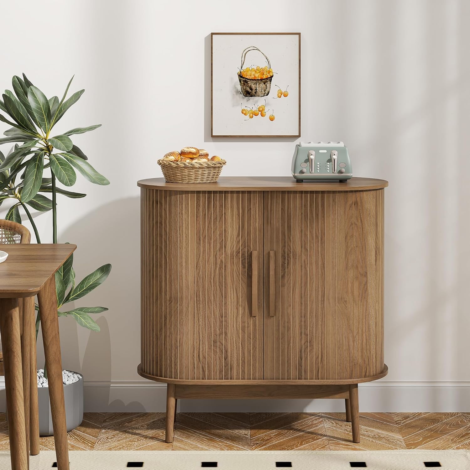 Accent Cabinet, Buffet Cabinet with Storage, Mid Century Modern Small ...