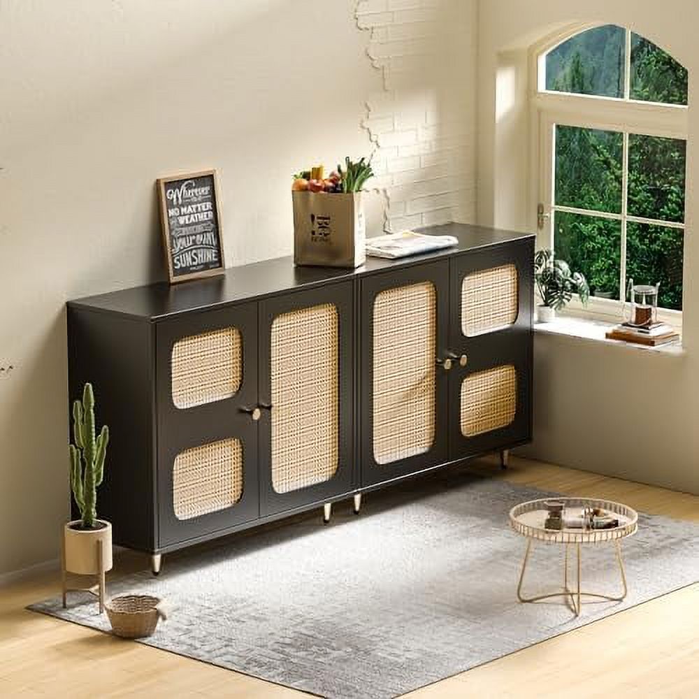 Accent Cabinet with Doors，Vintage Sideboard Cabinet with Rebound Self ...