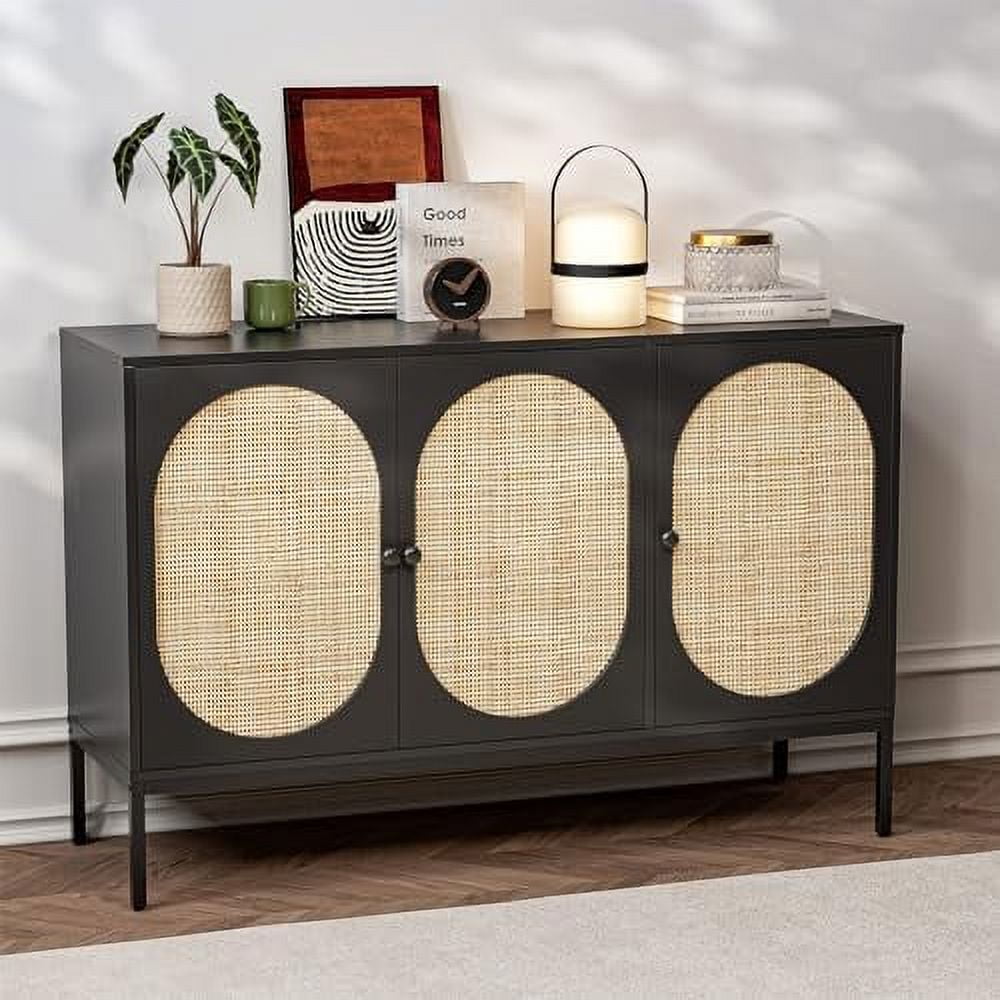 Accent Cabinet with Handmade Natural Rattan Doors - Rattan Sideboard ...