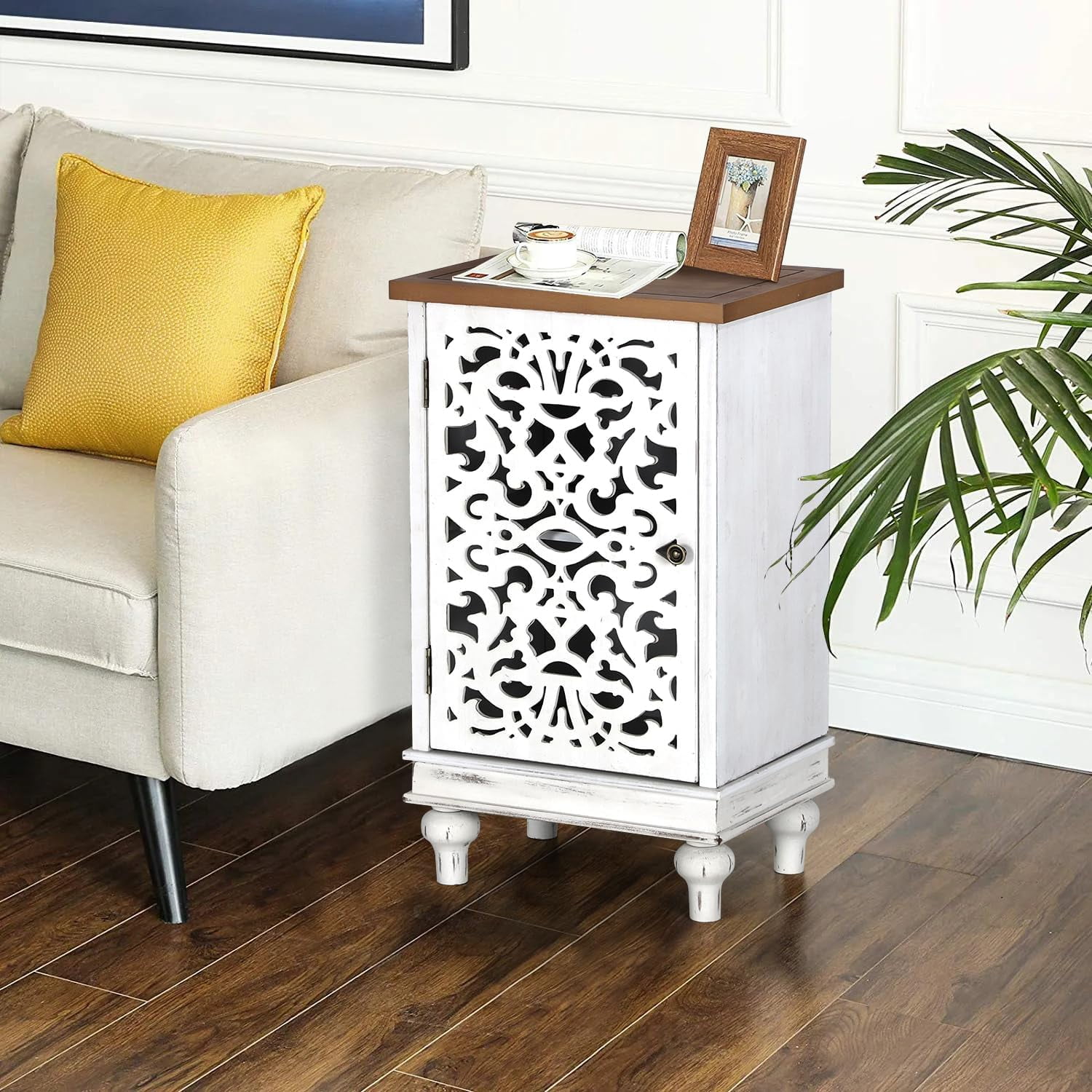 Accent Cabinet with Single Door, Small Distressed Storage Cabinet ...