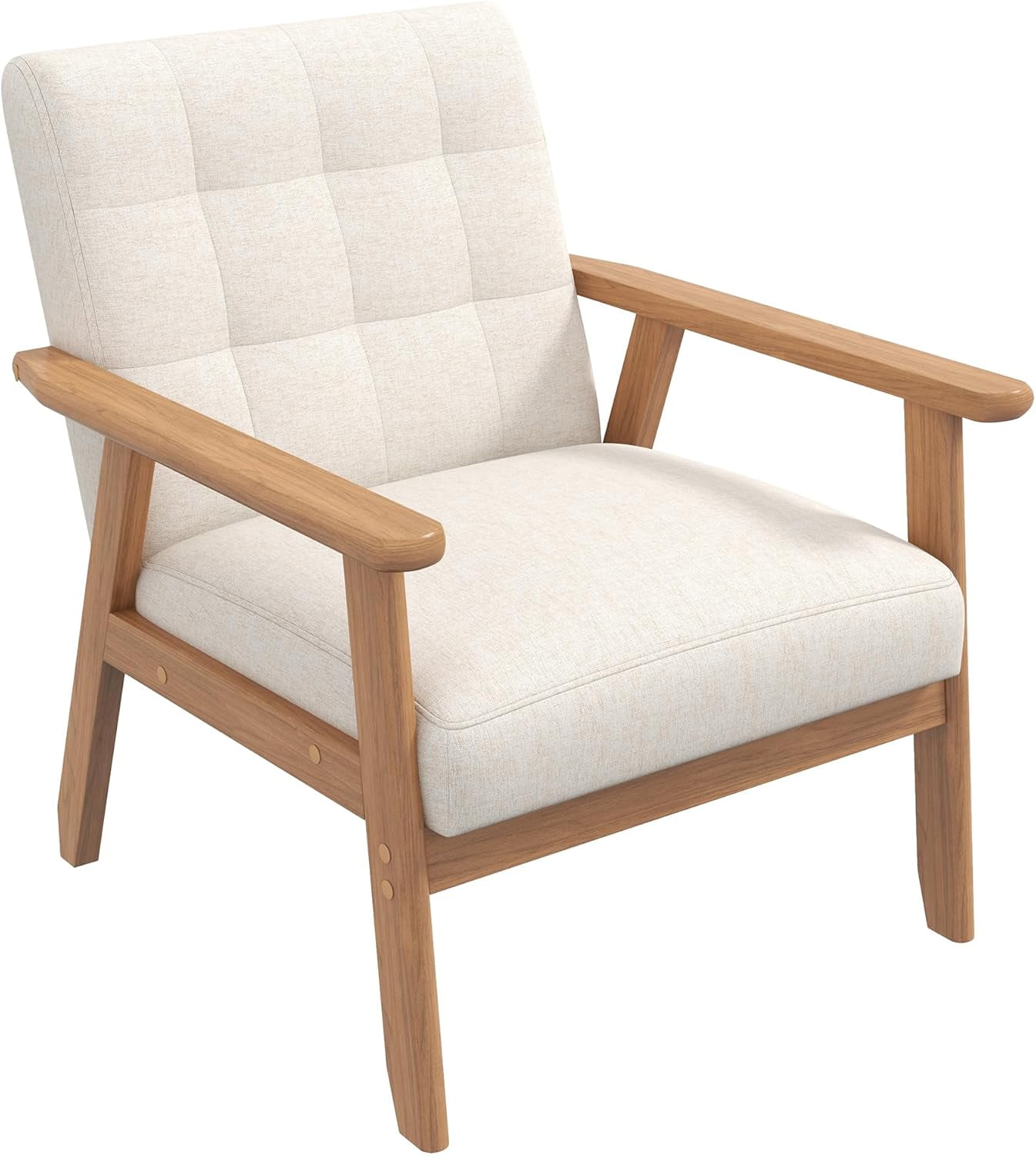 Accent Chair 1PC, Mid-Century Modern Living Room Chairs with Solid Wood Frame & Soft Thicken ...