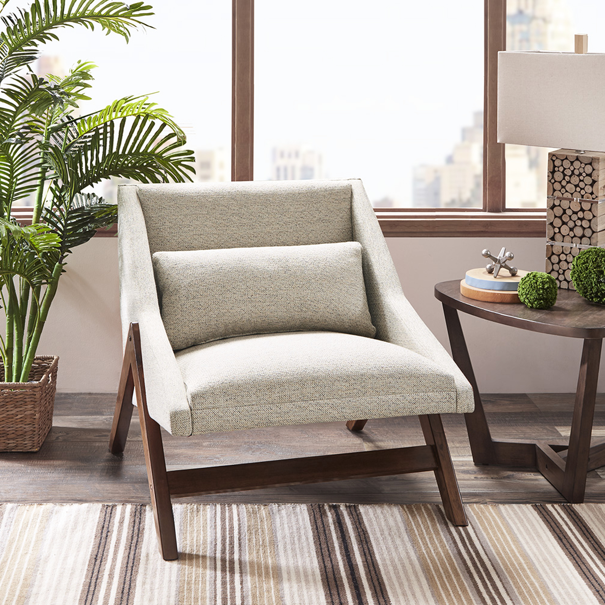 Accent Chair: 5" Comfortable Seat Cushion, Removable Back Pillow, Pecan ...
