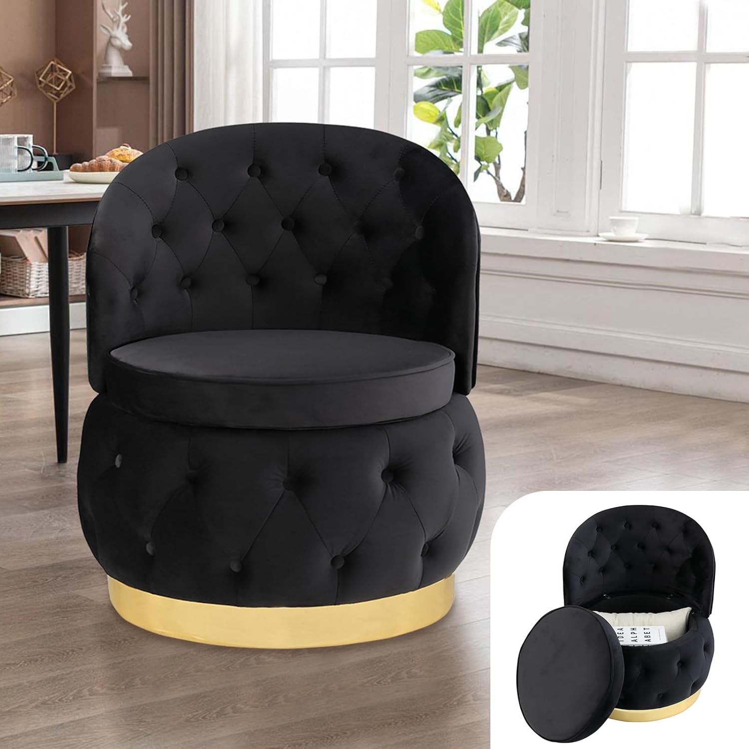 Accent Chair Barrel Chair with Storage Function Round Armchair Small ...