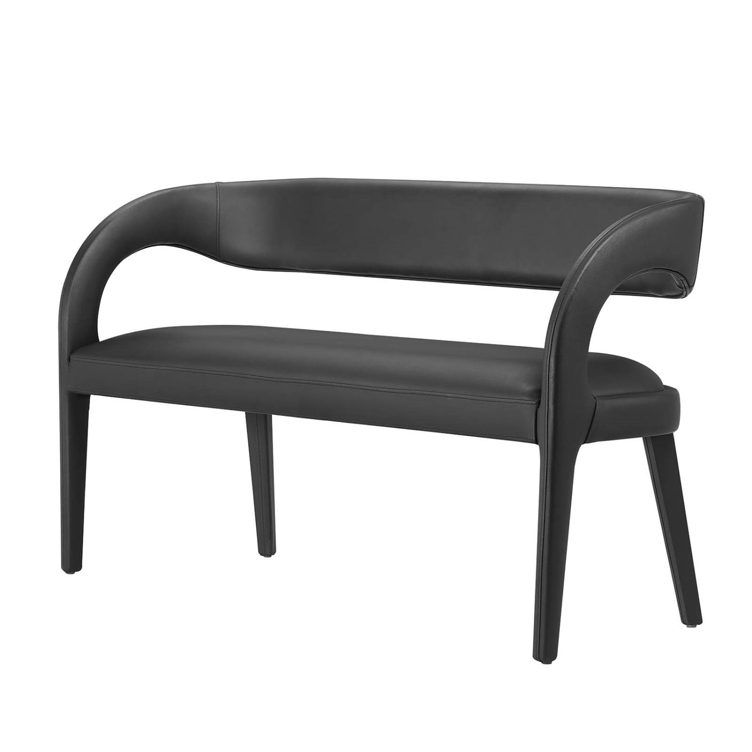 Accent Chair Bench, Black, Vegan Leather, Living Kitchen Cafe Bistro ...