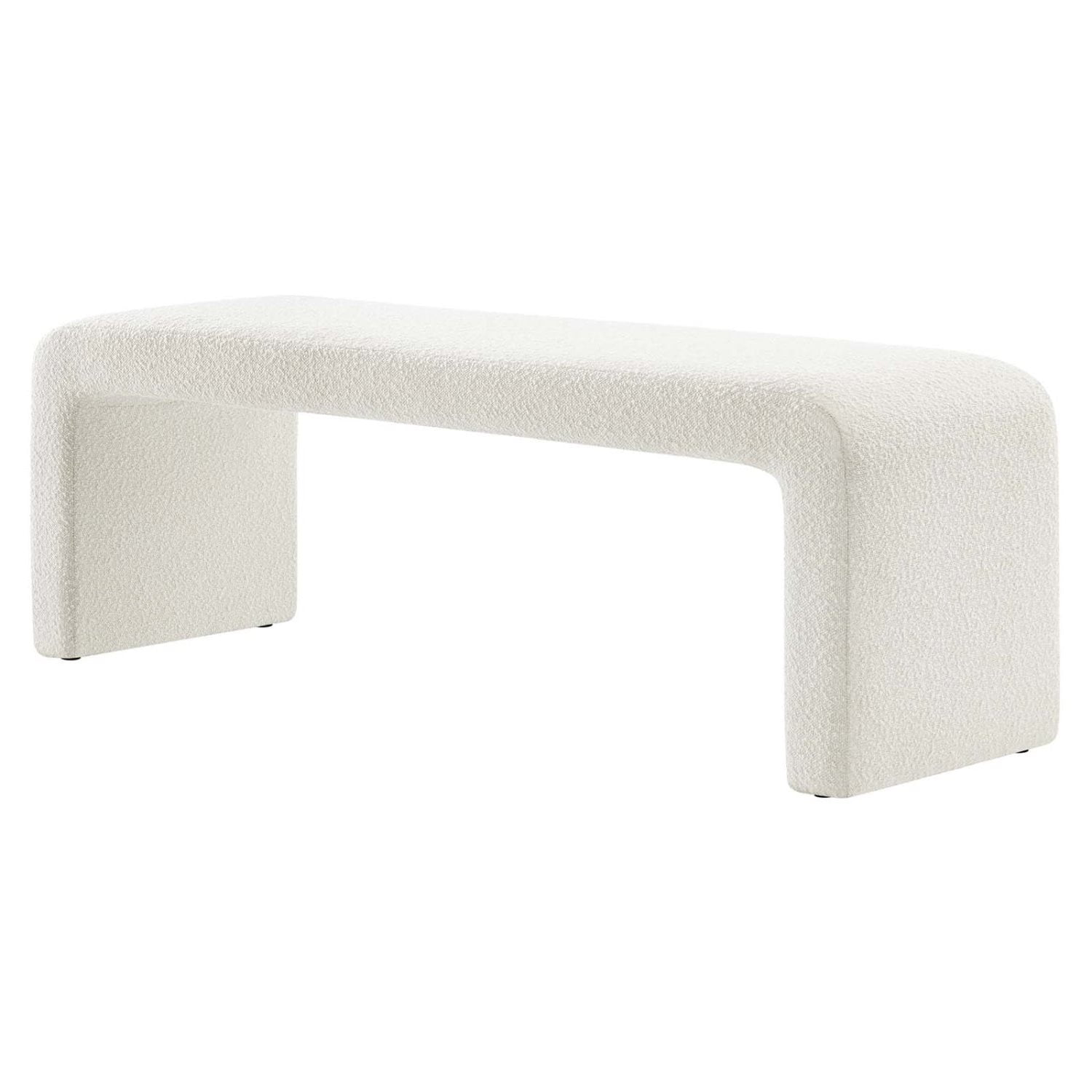 Accent Chair Bench Ottoman, Ivory White, Fabric, Living Kitchen Cafe ...