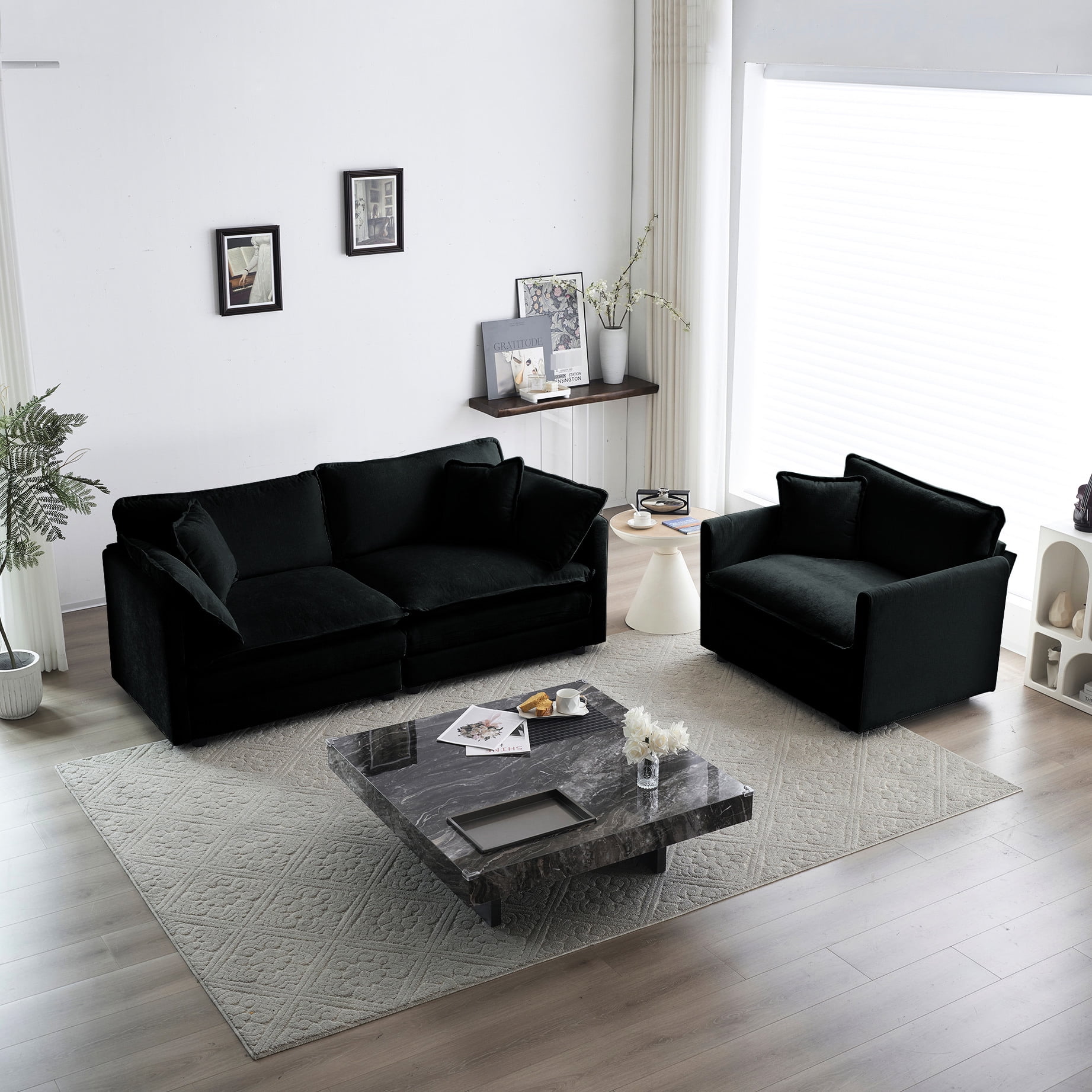 And Accent Chair , Black Chenille. Solid Wood Construction. High Chenille Cloth. Comfortable ...