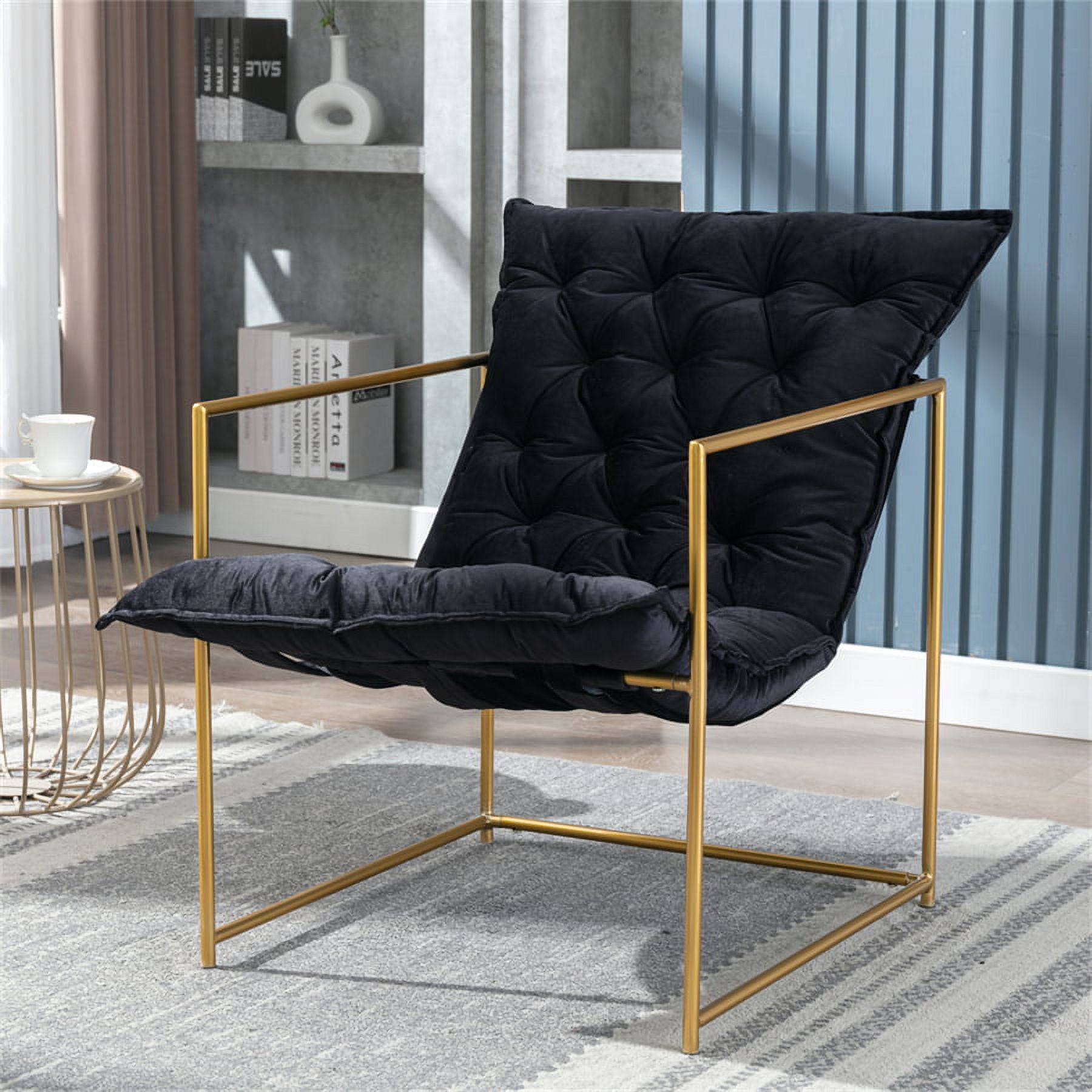 Accent Chair, Casual Single Sofa Chair with Open Metal Frame and ...