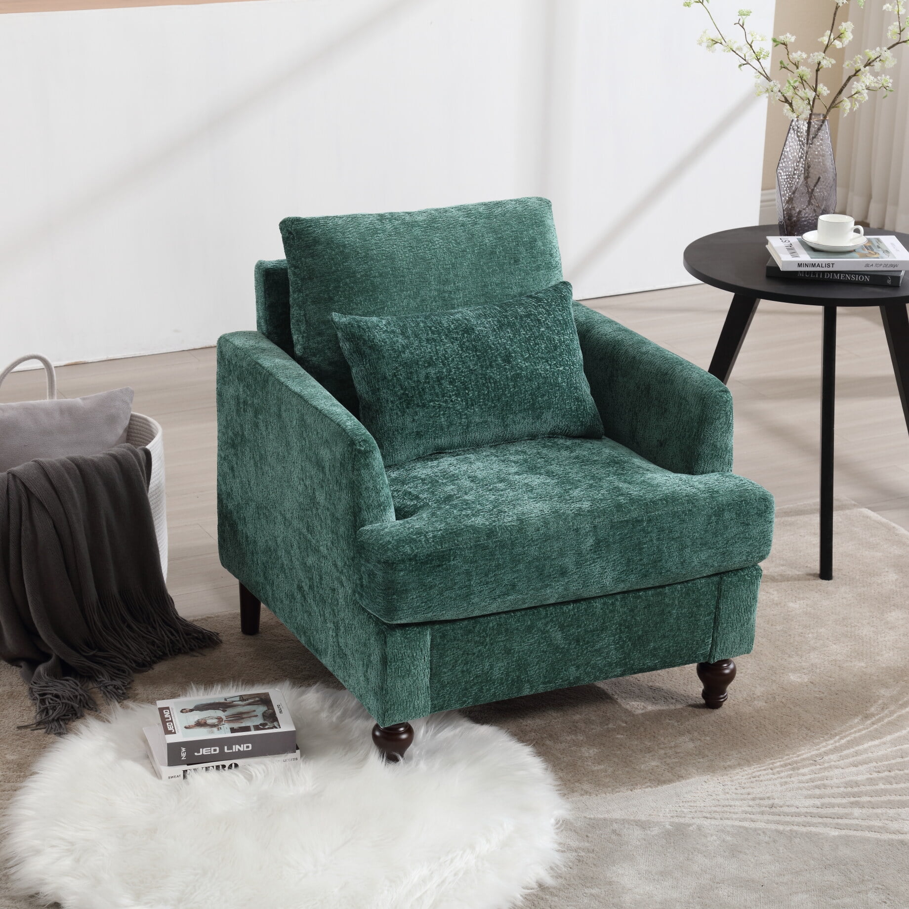 Accent Chair, Accent Chairs with Back and Armrest, Built-in Lumbar ...
