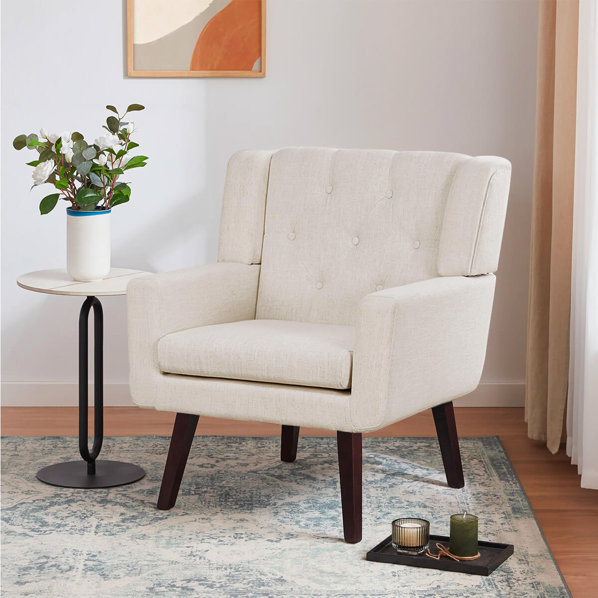 Grayson Rustic Wood and Gray Linen Chair - Walmart.com