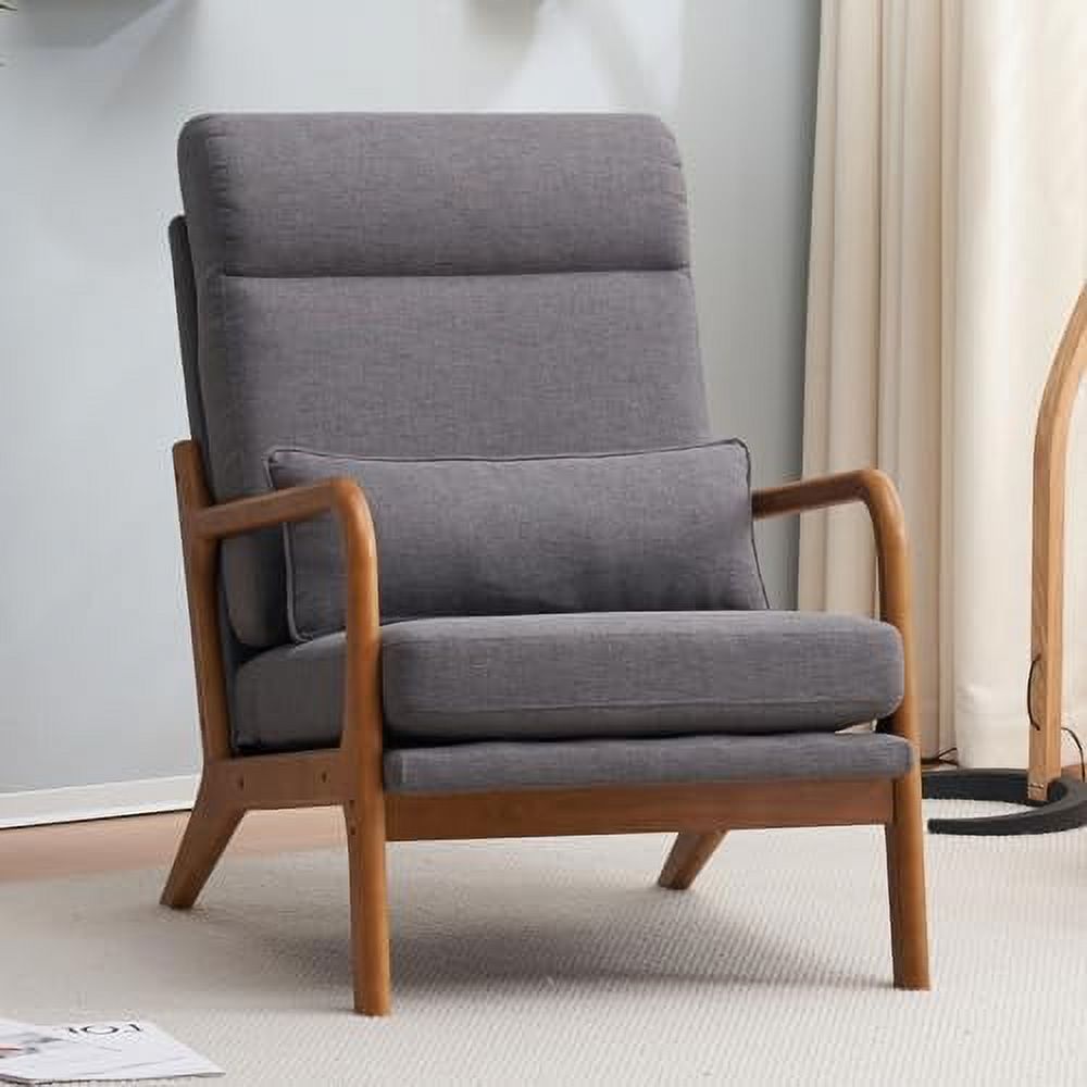 Accent Chair with Cushion, Mid-Century Modern Upholstered Single ...