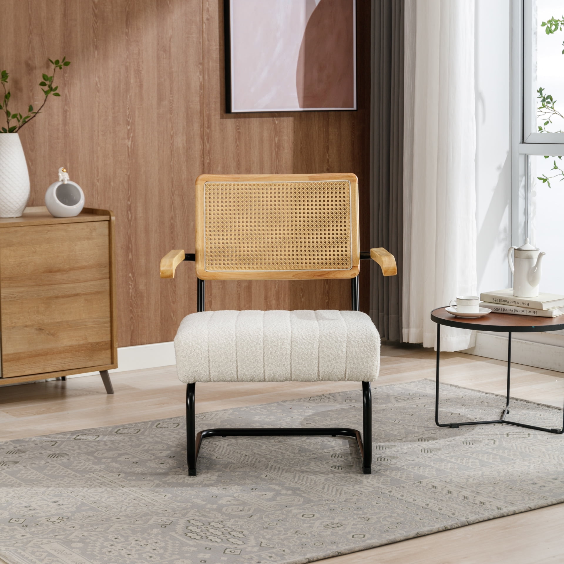 Accent Chair with Hollow Armrests Design, Armchair with Slanted ...