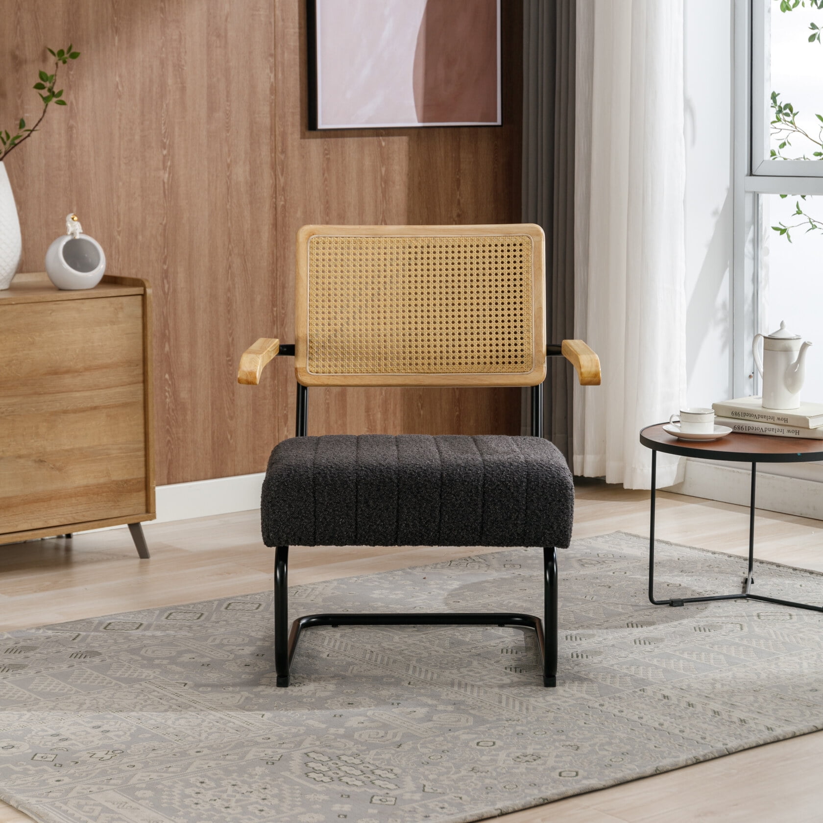 Accent Chair with Hollow Armrests Design, Armchair with Slanted ...