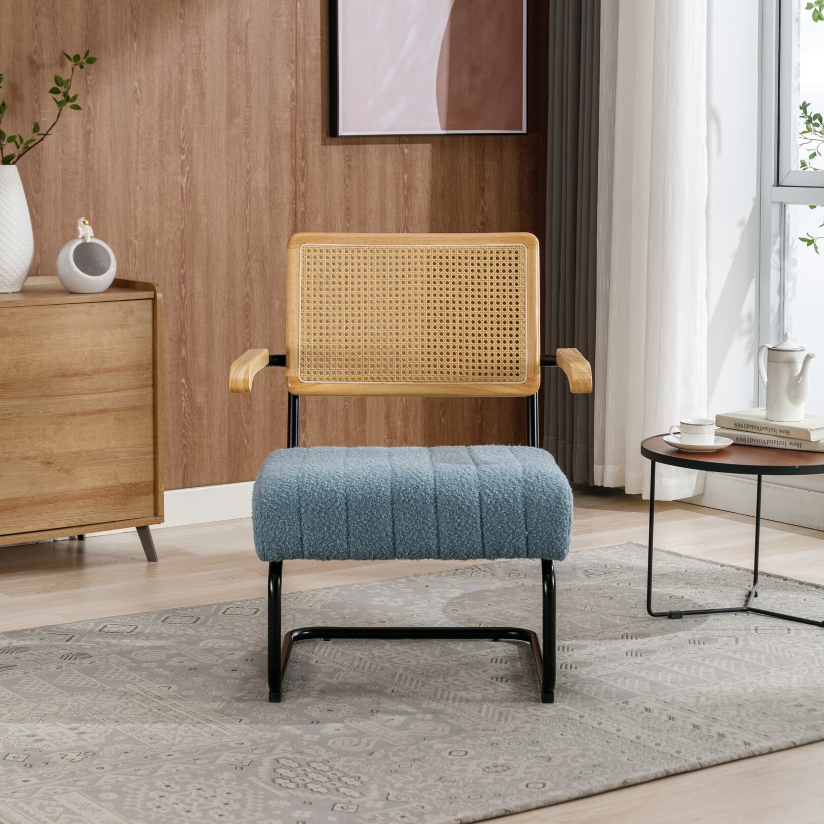 Accent Chair with Hollow Armrests Design, Armchair with Slanted ...