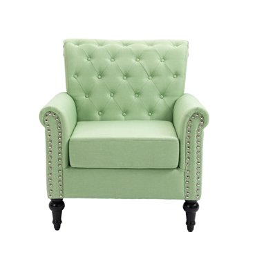 Belleze Tall Wingback Tufted Linen Accent Chair Tufted High Back with ...