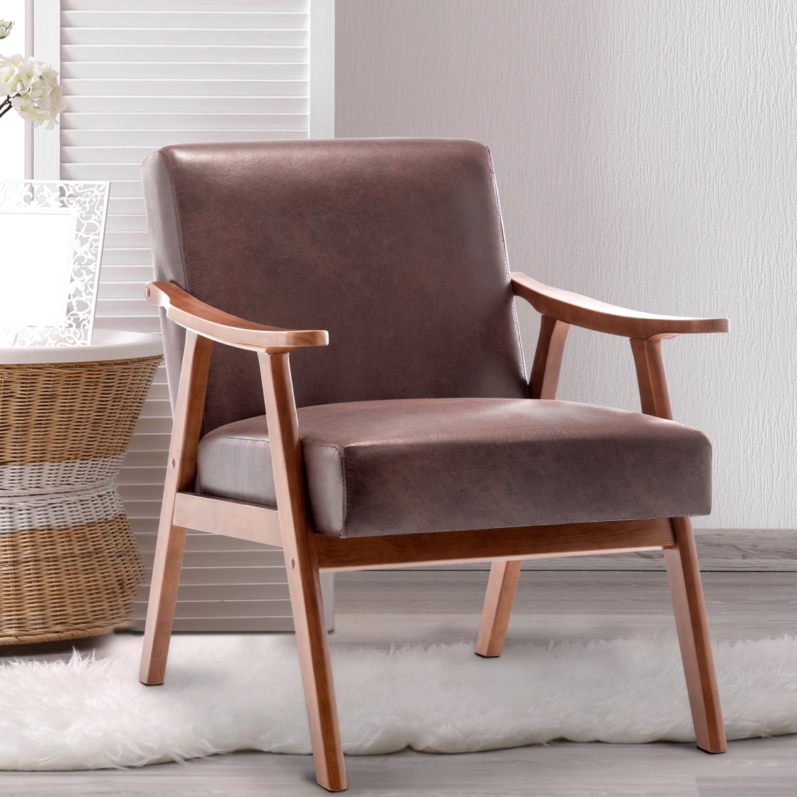 Accent Chair, Living Room Accent Chair with Extra-Thick Backrest, Arm ...