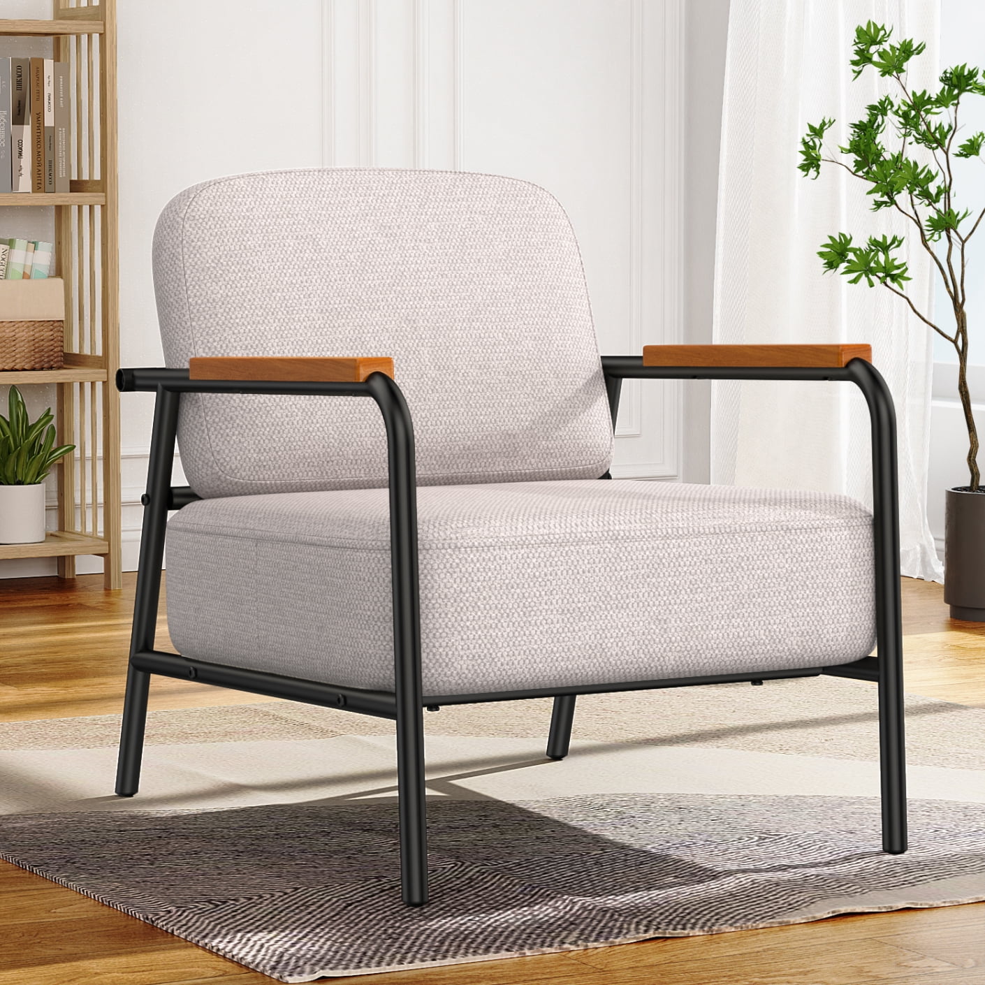 Accent Chair for Living Room, Back Lumbar Support, Upholstered Chenille ...