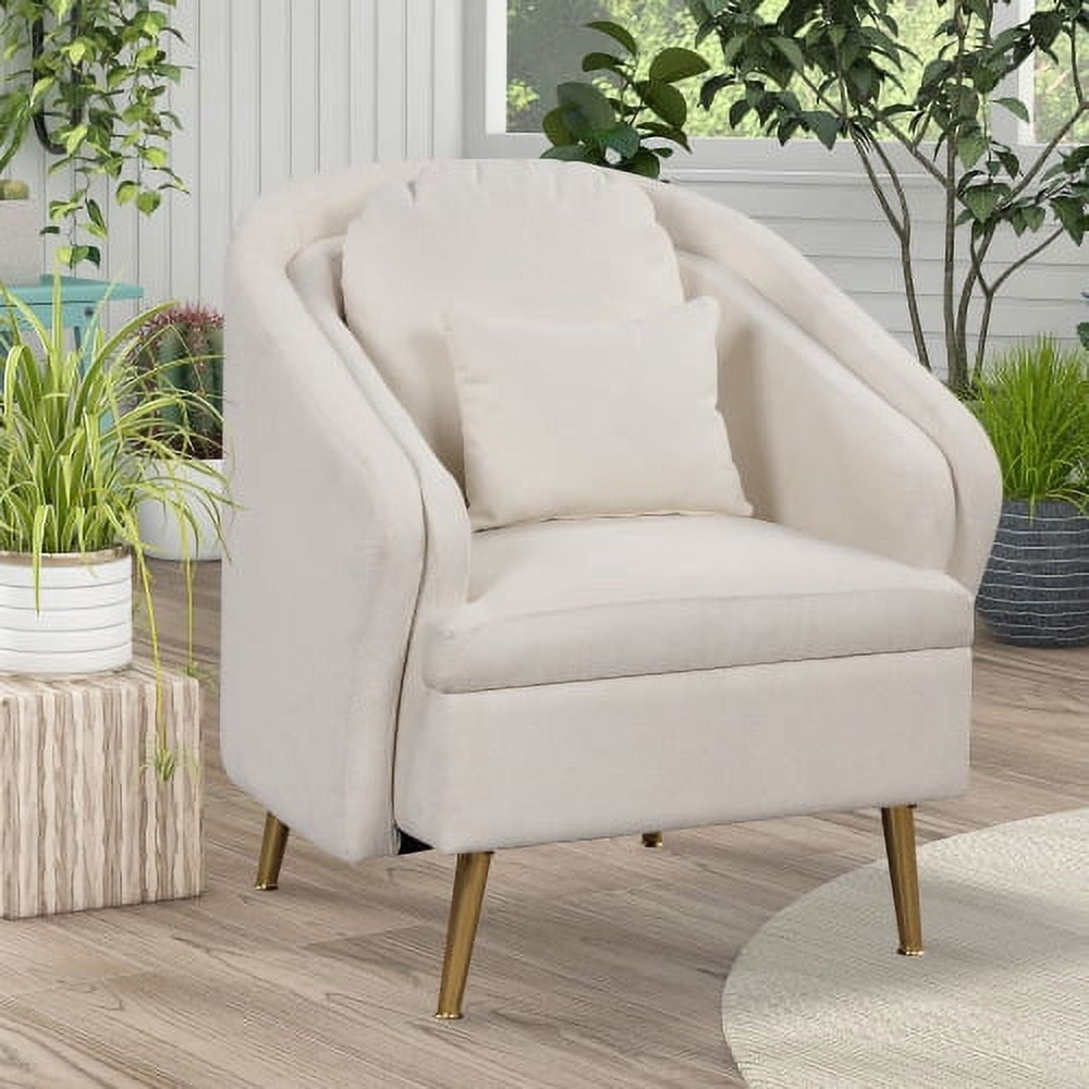 Accent Chair with Lumbar Pillow, Mid-Century Modern Armchair ...