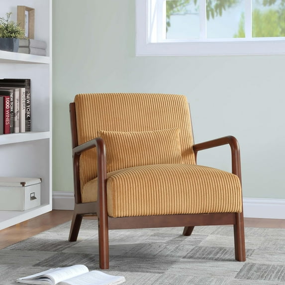 Accent Chair Mid-Century Modern Chair with Pillow, Corduroy Fabrics ...