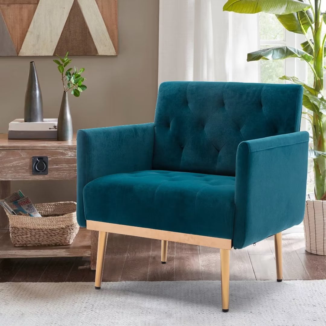 Accent Chair, Mid-Century Modern Tufted Upholstered Lounge Chair ...
