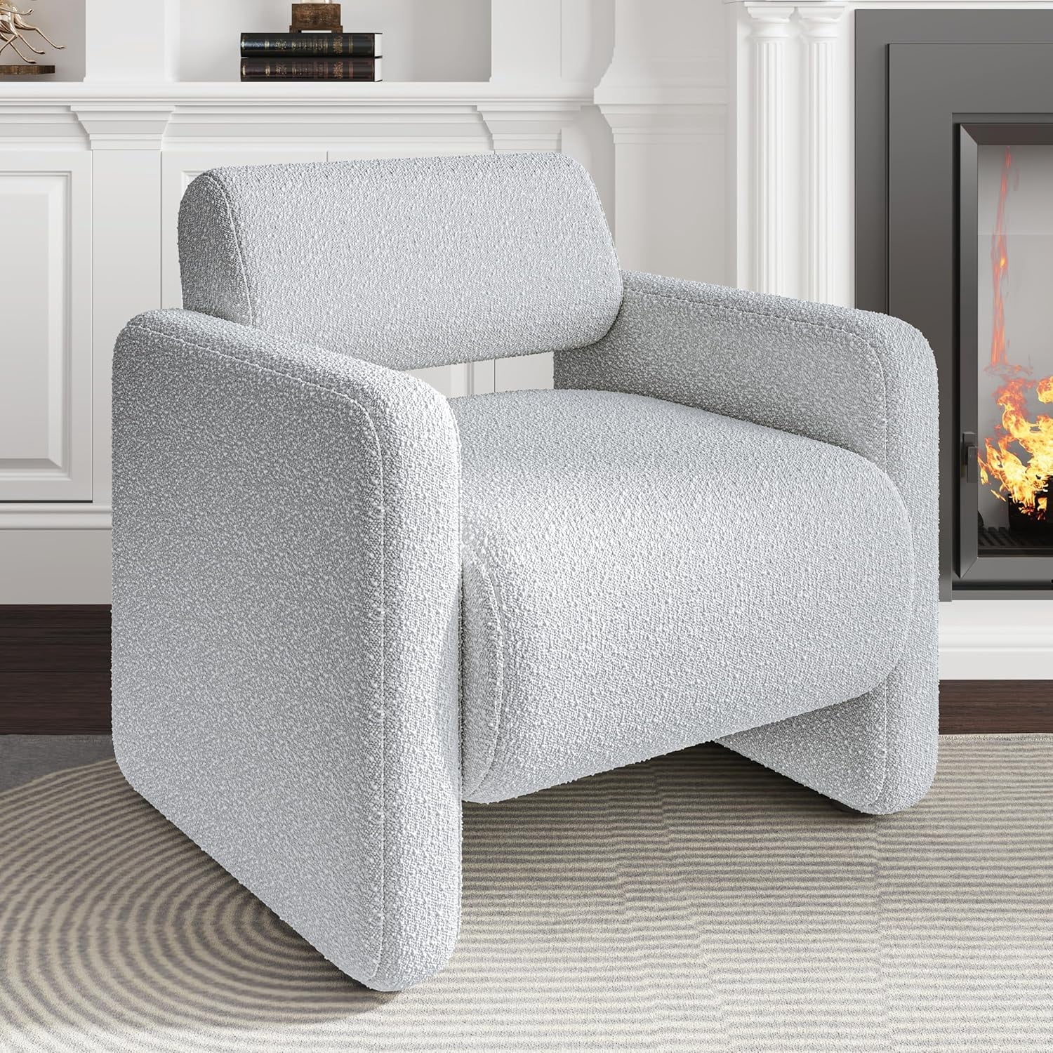 Accent Chair, Modern Armchair, Lamb Fabric Upholstered Comfortable ...