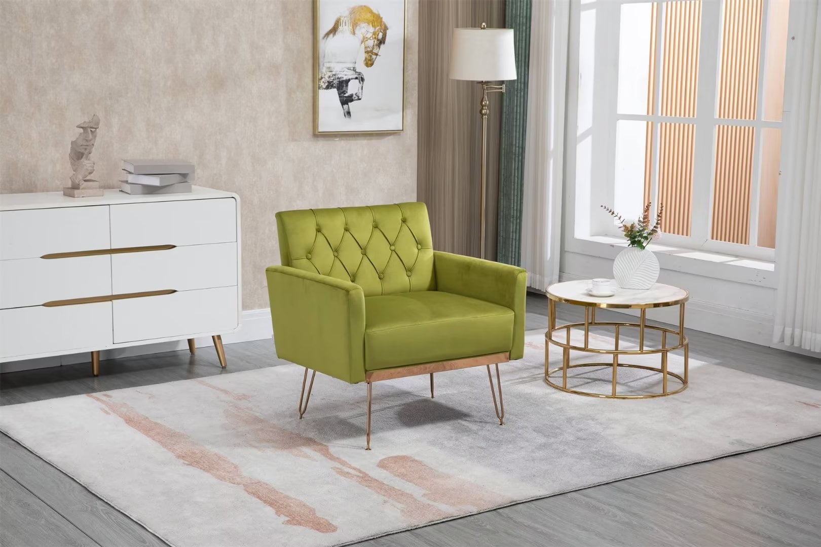 Accent Chair, Modern Armchair with Rose Golden feet, Retro Single Sofa ...