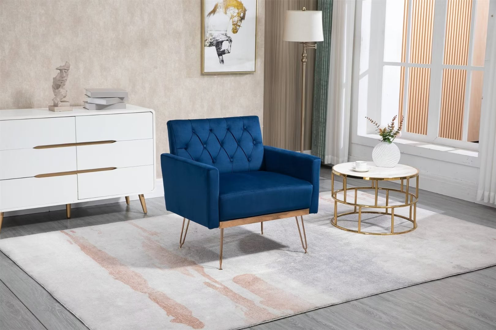 Accent Chair, Modern Armchair with Rose Golden feet, Retro Single Sofa ...