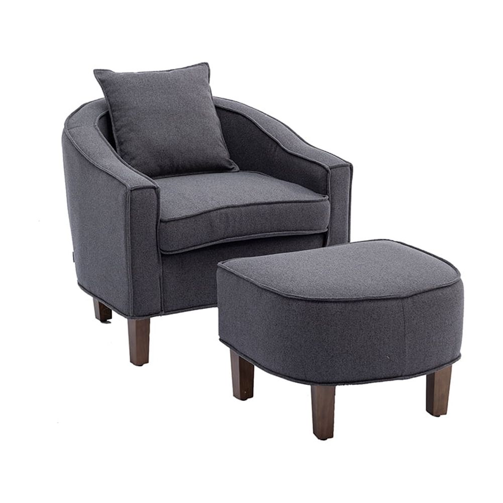 Accent Chair Modern Barrel Chair With Ottoman Arms Plush Foam Padding ...