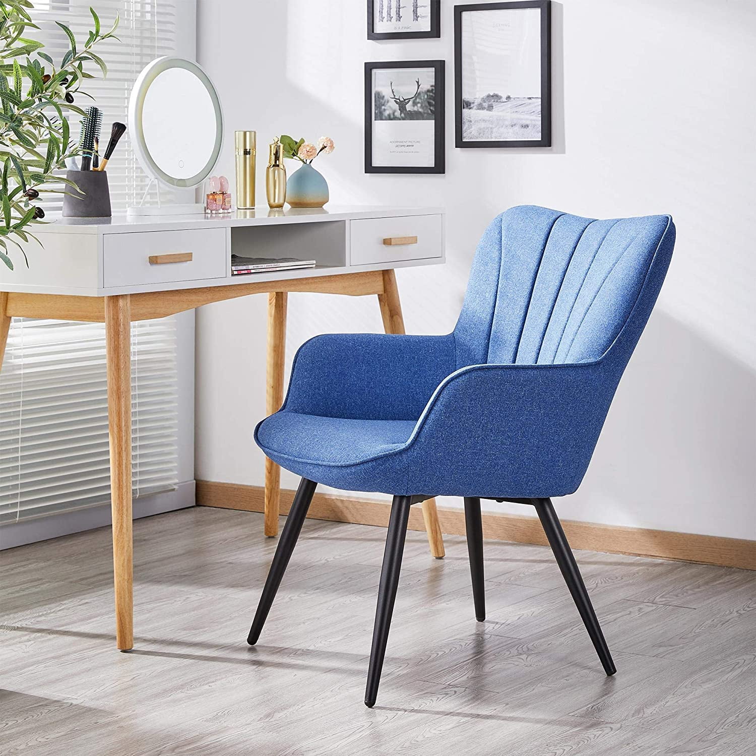 Accent Chair, Modern and Elegant Armchair, Linen Fabric Vanity Chair ...
