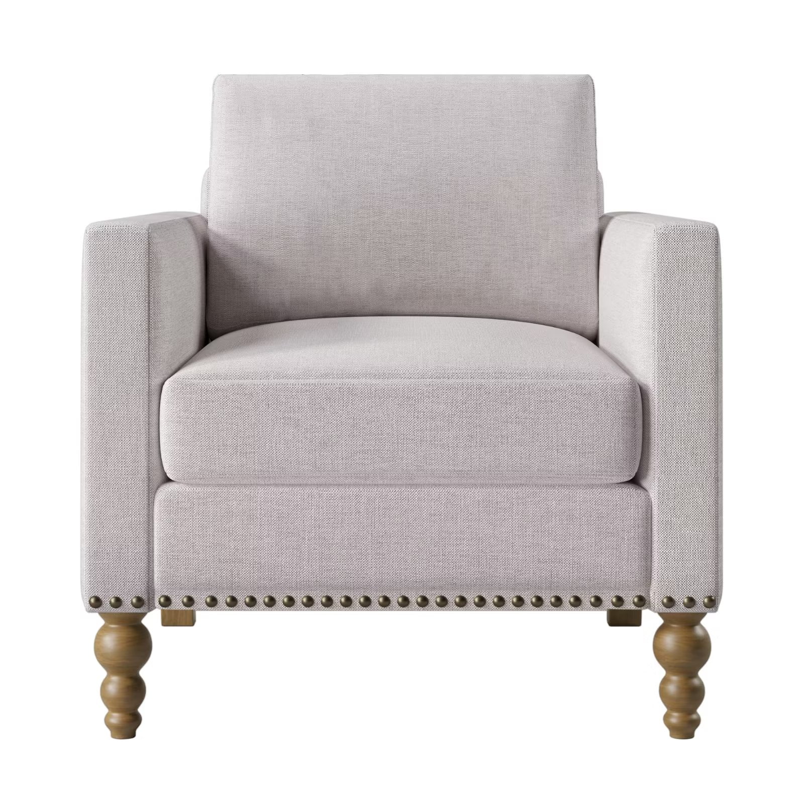Accent Chair, Modern Linen Armchair Club Chair with Rivets Trim and ...