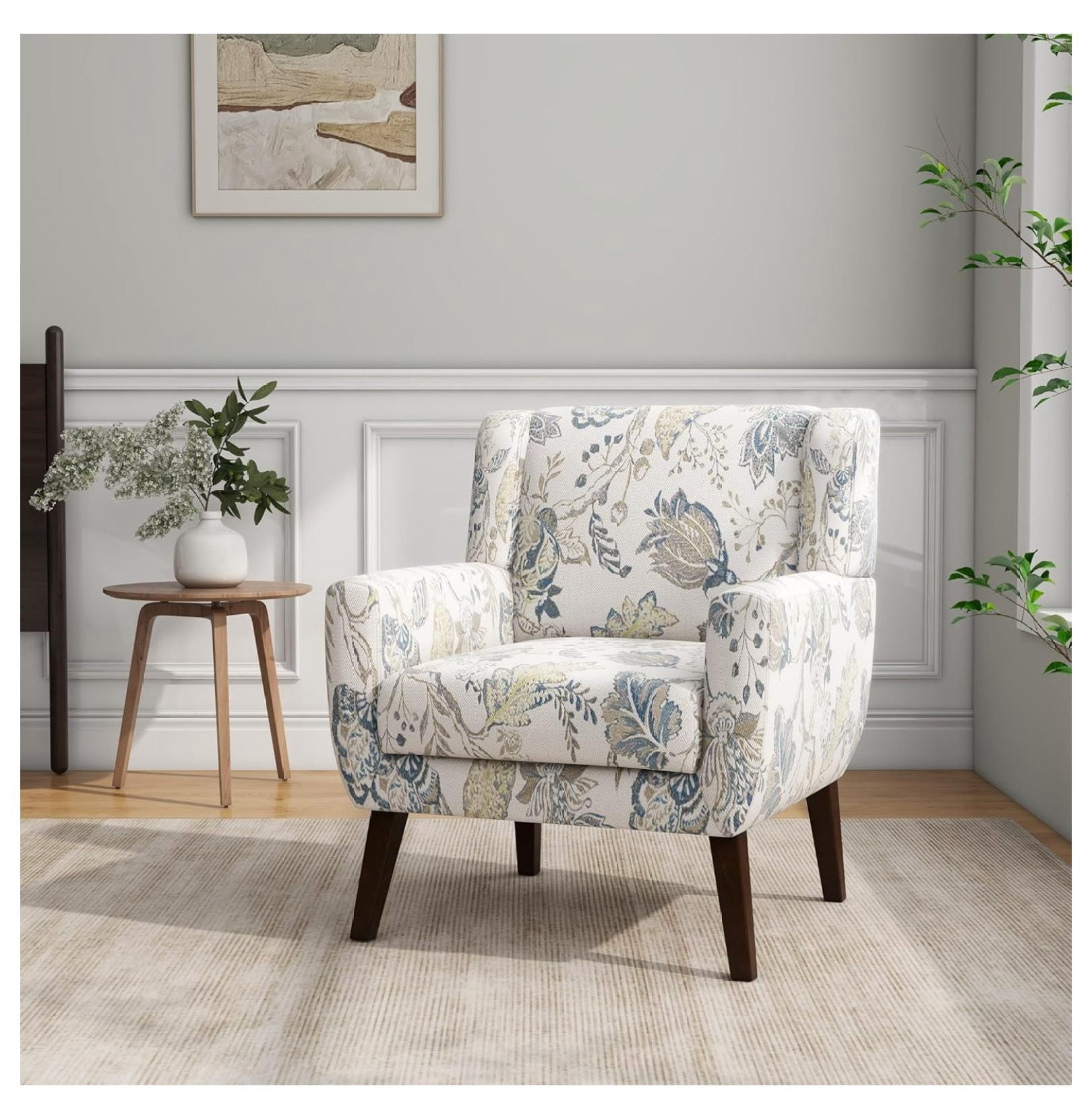 Accent Chair, Modern Linen Blend Arm Chair for Living Room, Bedroom ...