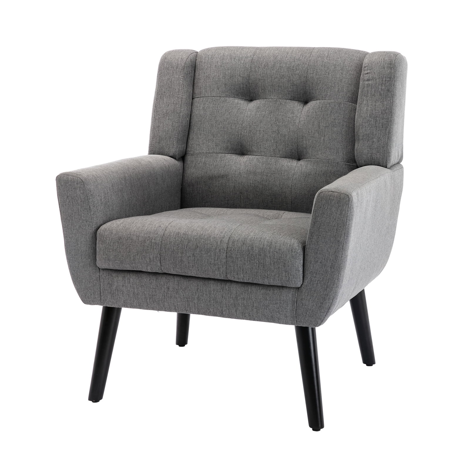 Accent Chair, Modern Linen Button Tufted Upholstered Living Room ...