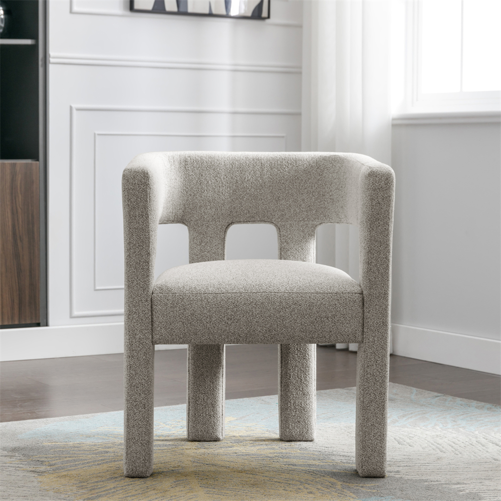 Accent Chair, Modern Linen Fabric Upholstered Armchair with Open and ...