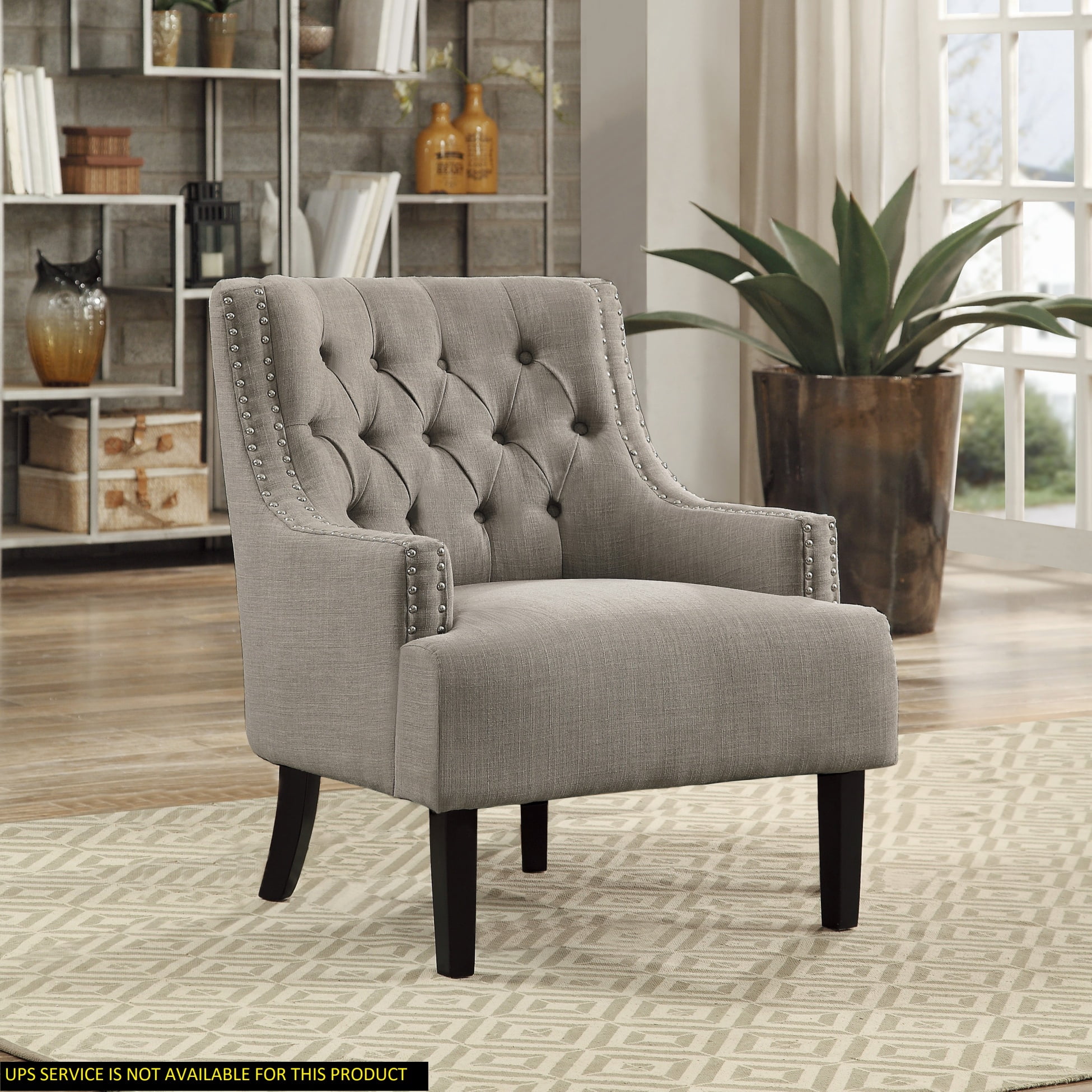 Accent Chair, Modern Living Room Armchair with Wooden Legs and Nailhead ...