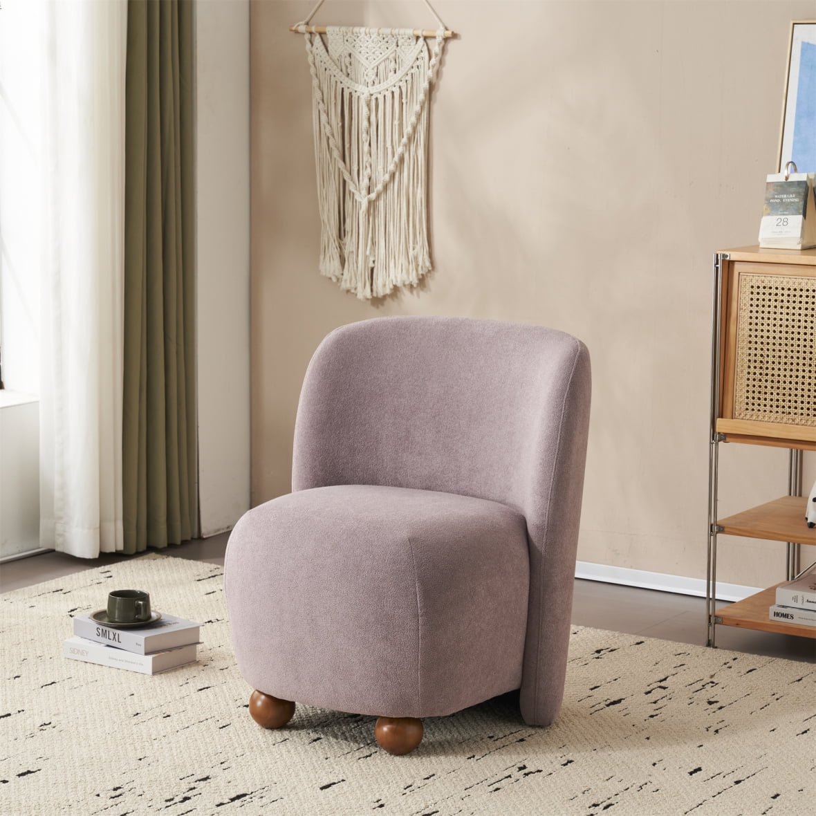 Accent Chair, Modern Low-Back Armless Chair with Upholstery and ...