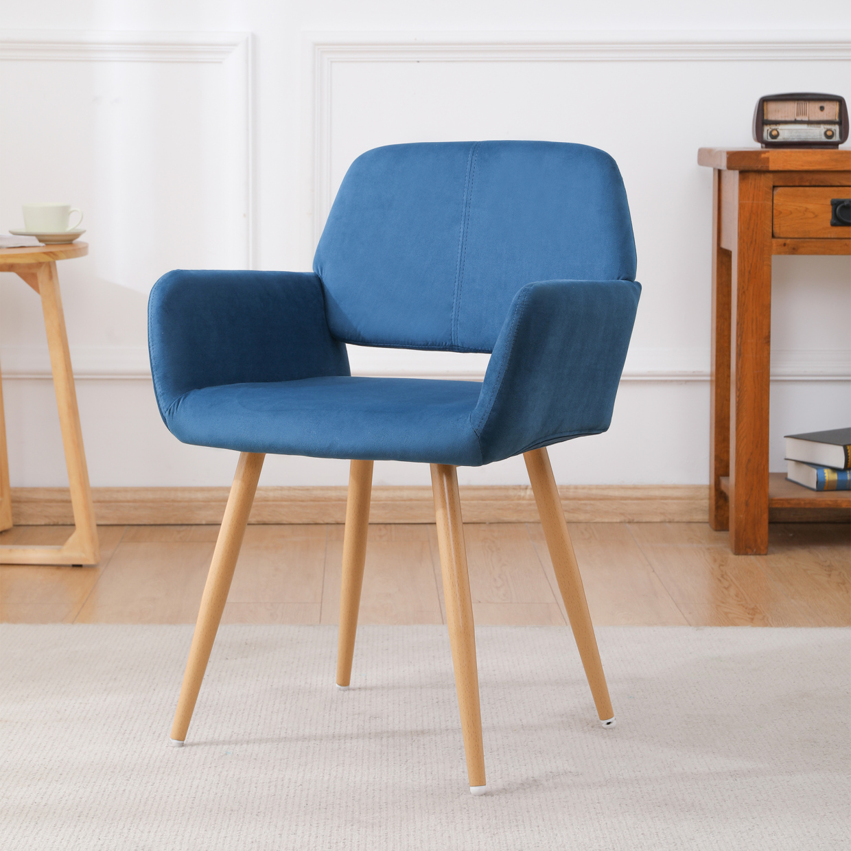 Accent Chair, Modern Soft Velvet Upholstered Arm Chair With Metal Tube ...
