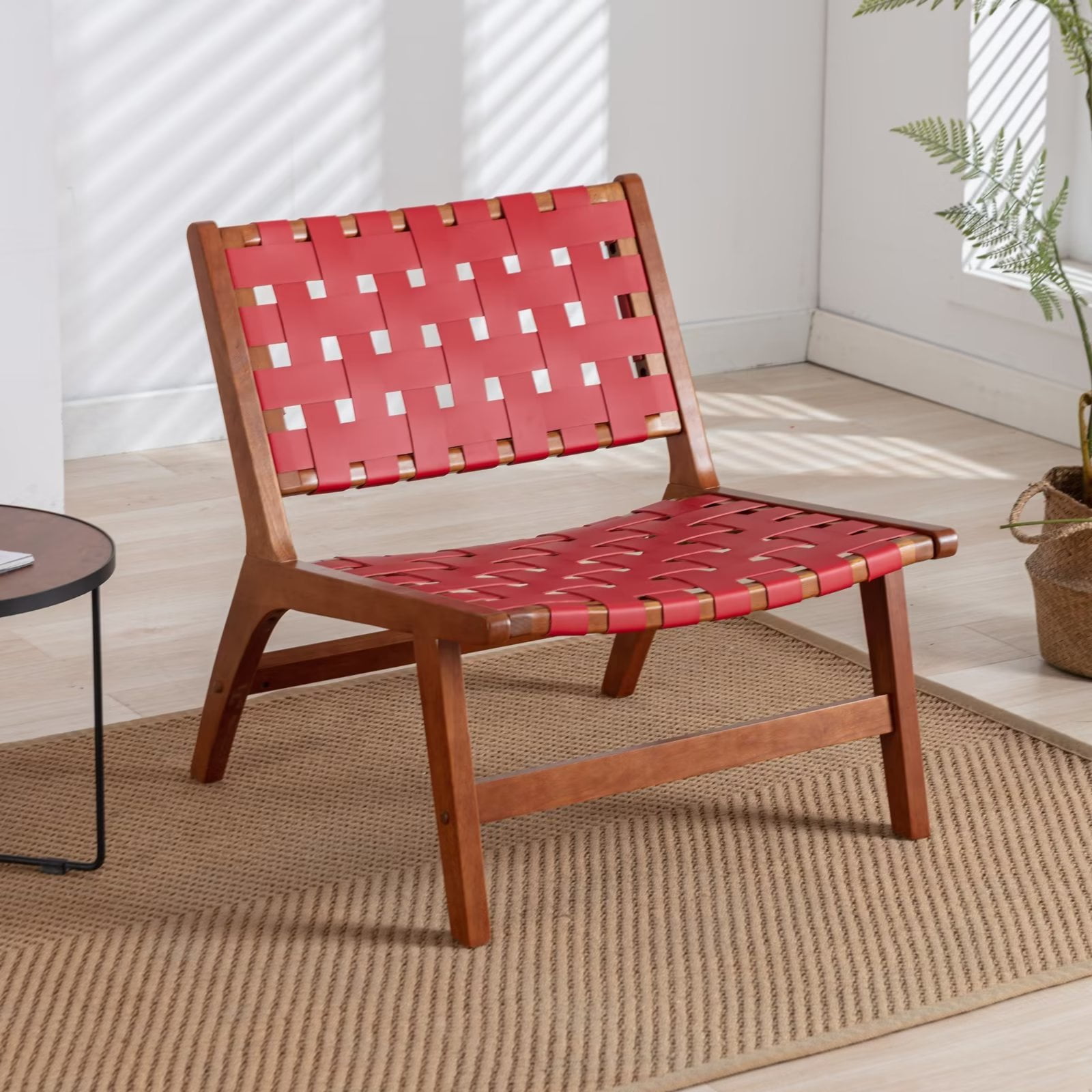 Accent Chair, Modern Solid Wood Frame Lounge Chair with Inclined Legs ...