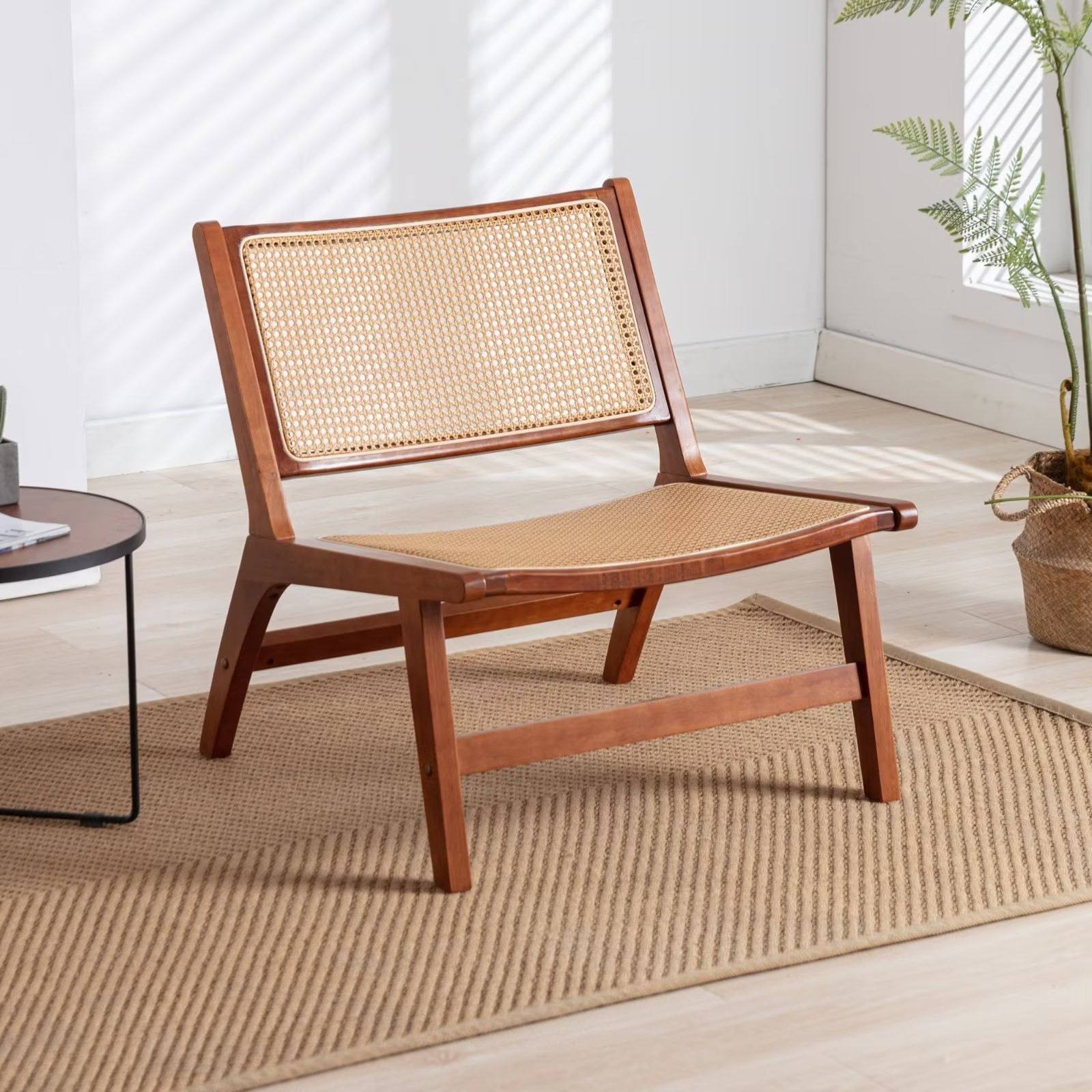 Accent Chair, Modern Solid Wood Frame Lounge Chair with Inclined Legs ...