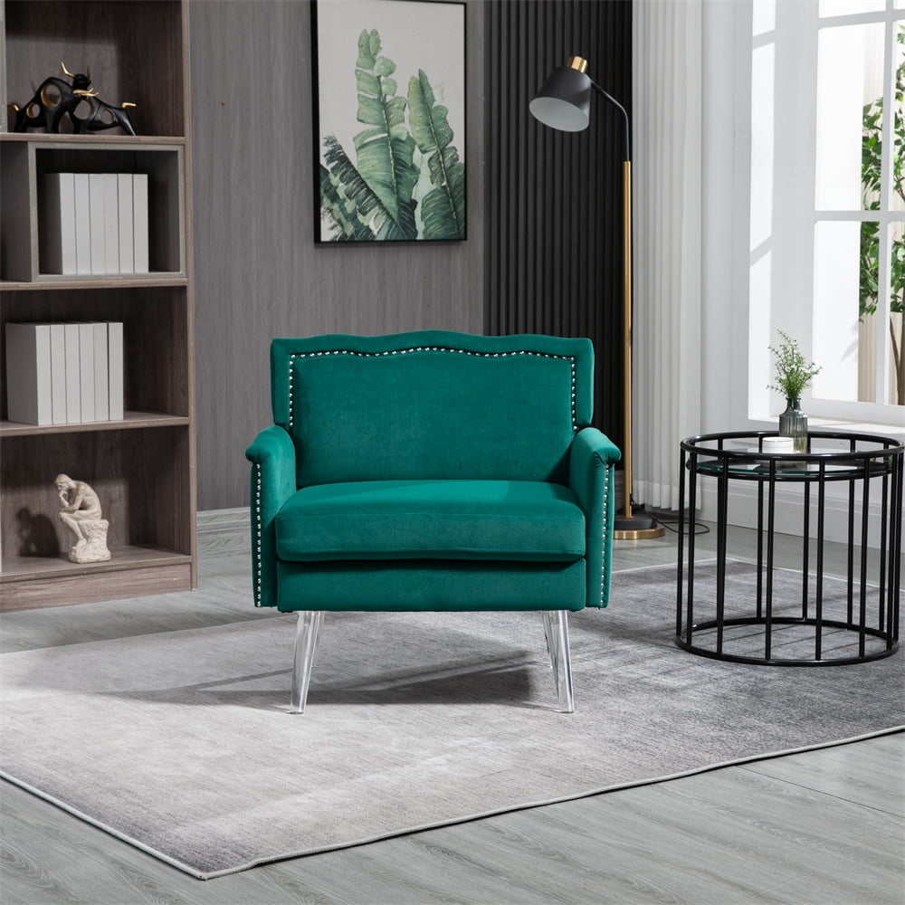 Accent Chair, Modern Velvet Tufted Button Upholstered Armchair with ...