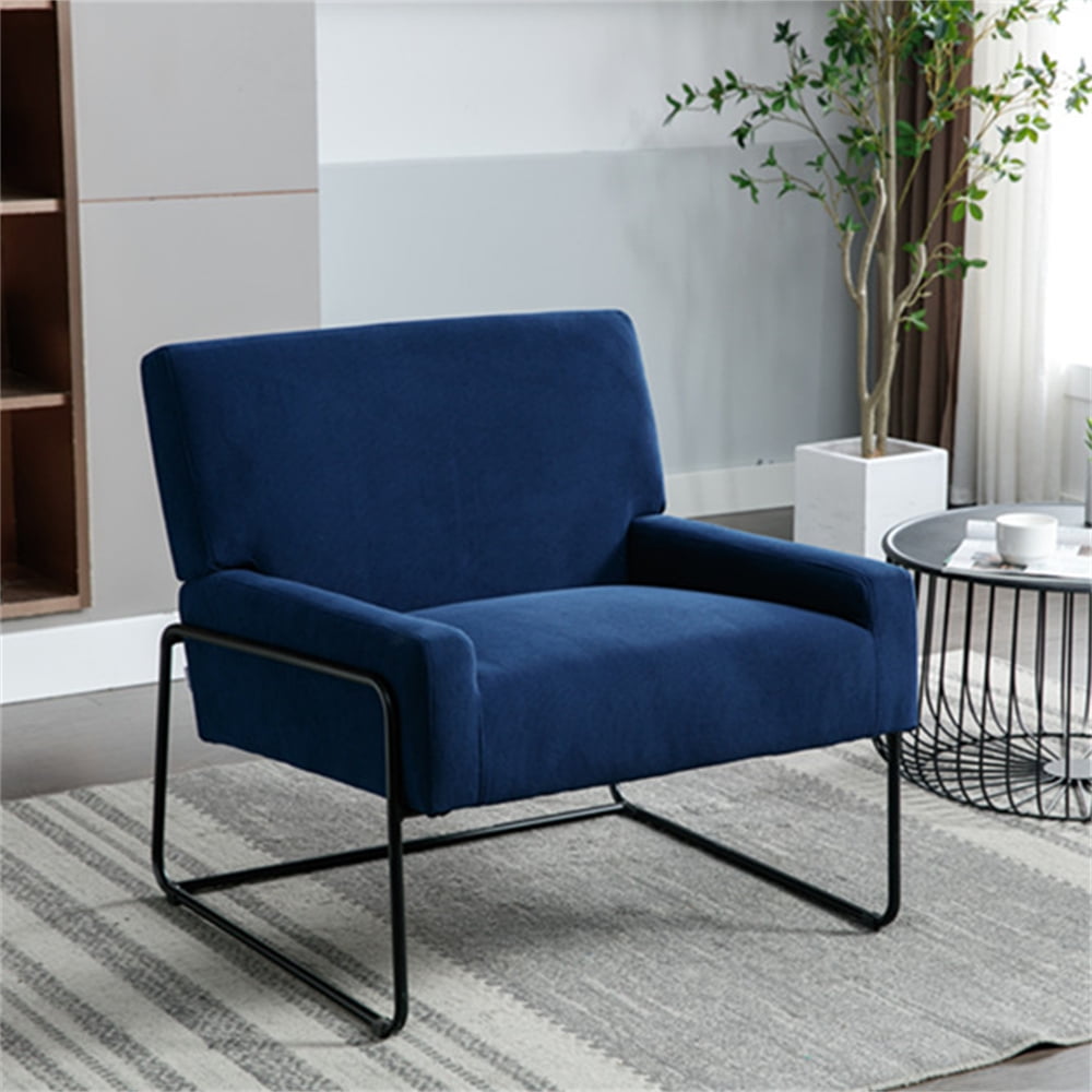 Accent Chair, Modern Velvet Upholstered Slant Armchair with Metal Frame ...