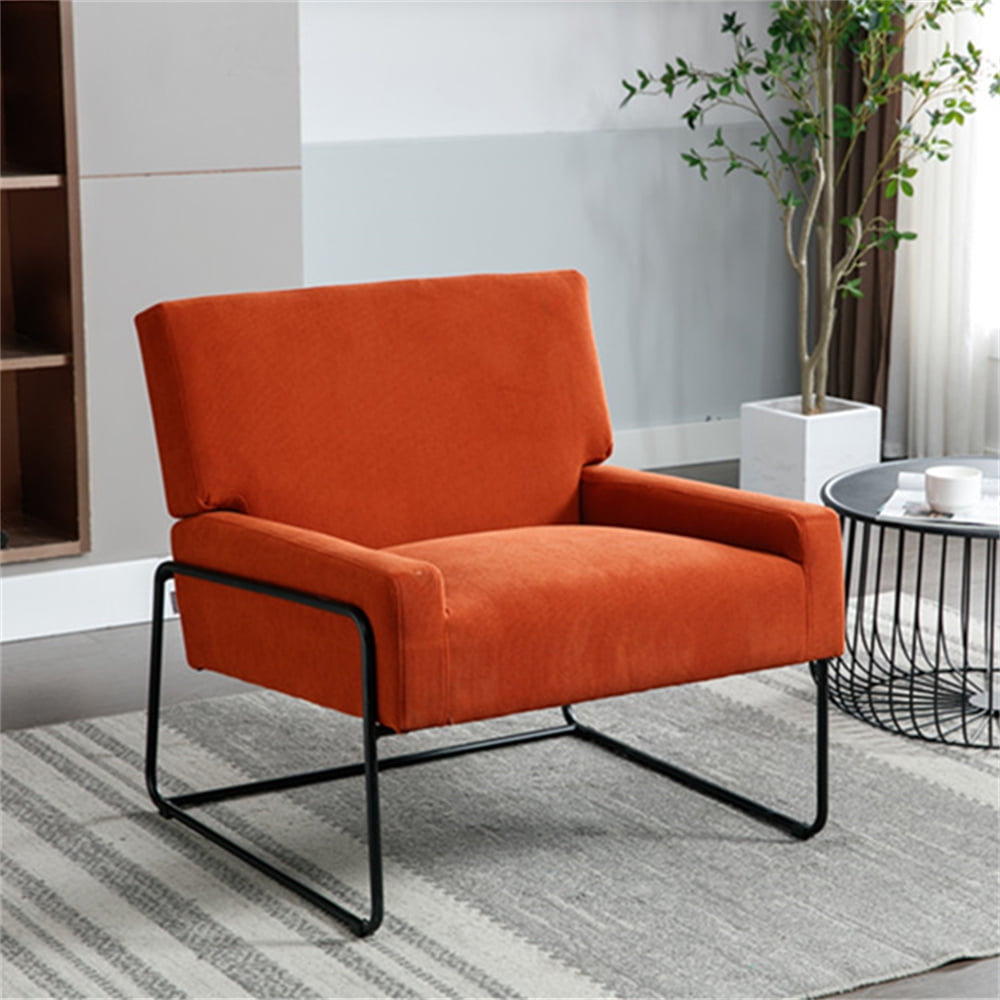 Accent Chair, Modern Velvet Upholstered Slant Armchair with Metal Frame ...