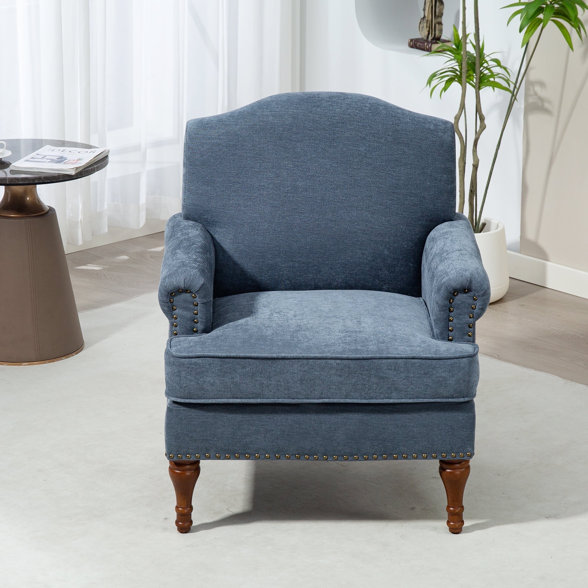 Accent Chair.Nailhead Trim Armchair for Living Room,Comfy Chenille Club ...