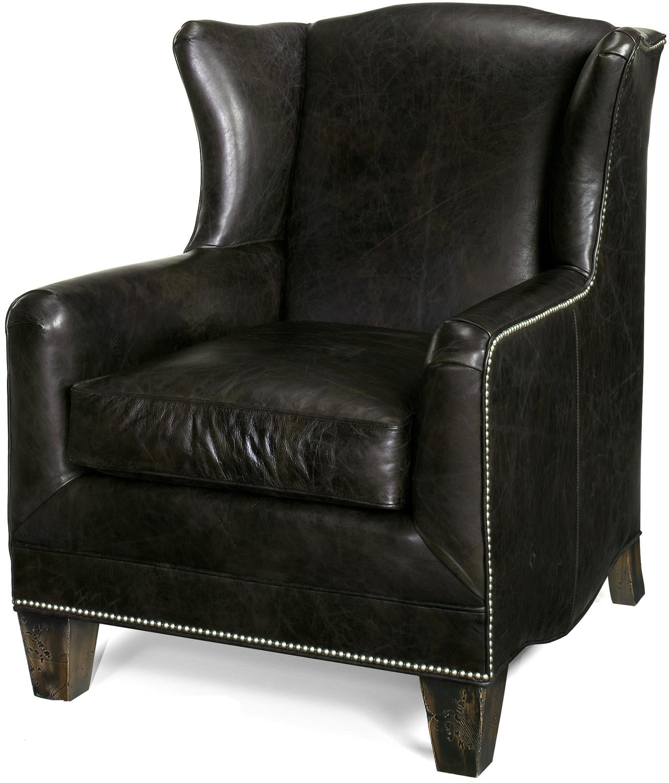 Accent Chair Occasional Library Tapered Legs Ebony Black Leather Poly ...