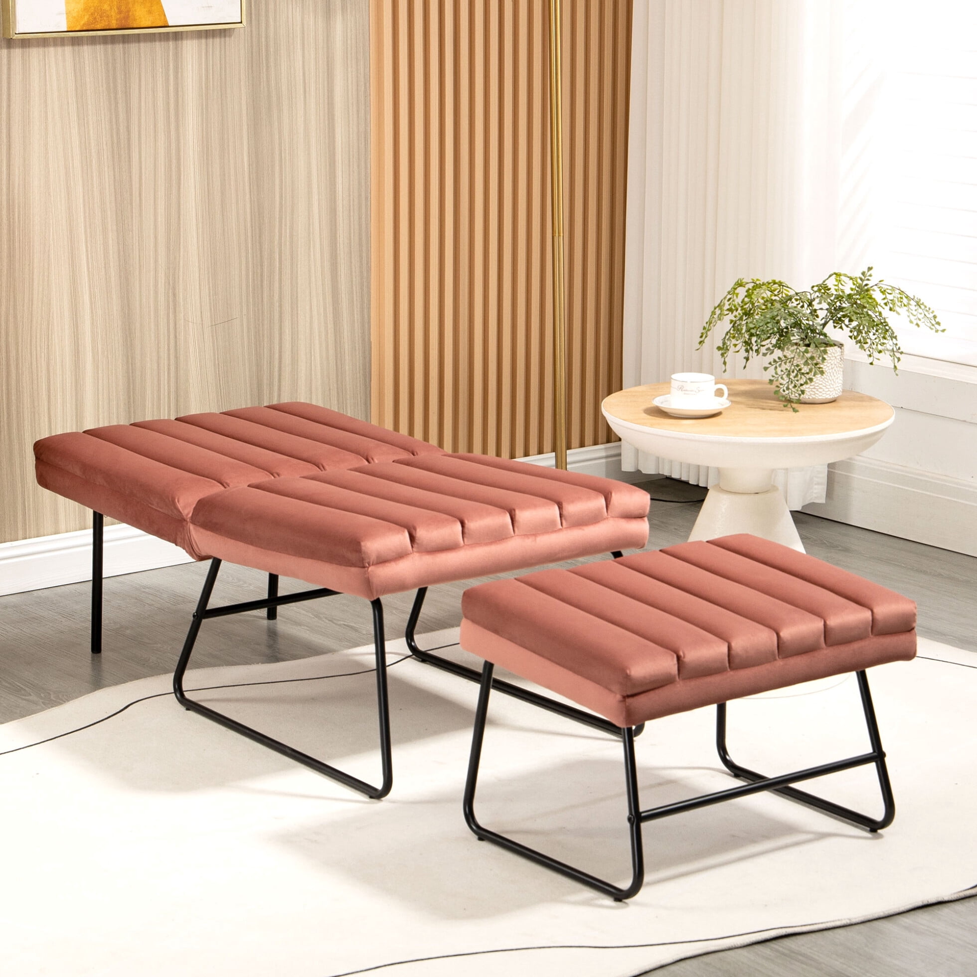 Accent Chair with Ottoman, Comfy Chair with Adjustable Backrest and ...